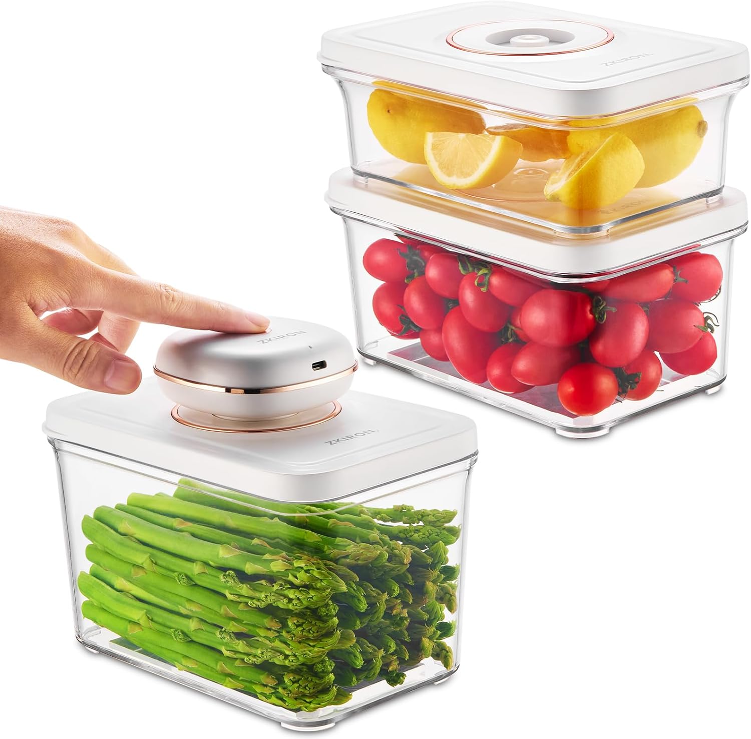 Amazon.com: ZKIRON 3 Vacuum Seal Containers Set with Sealer Machine ...