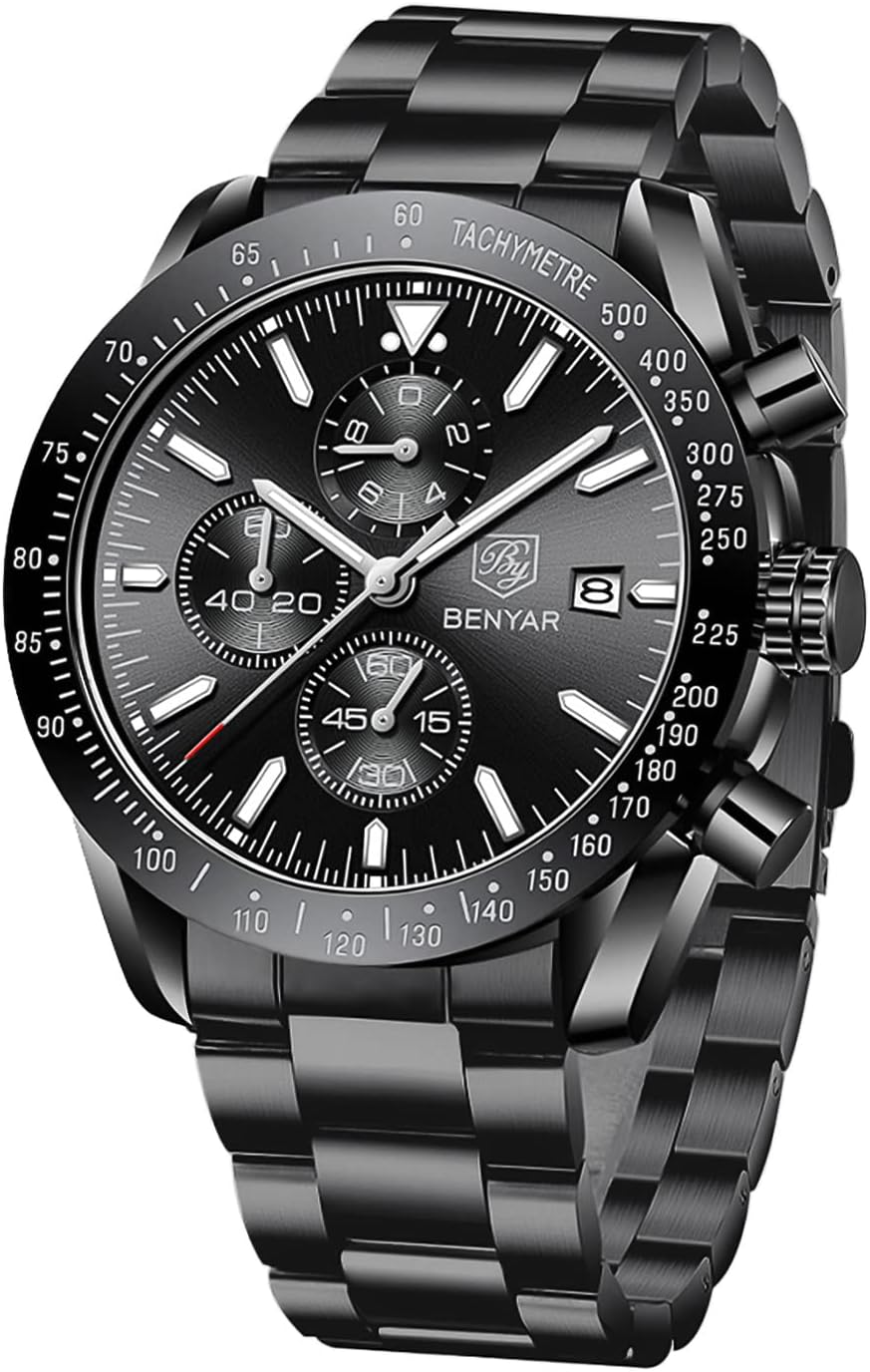 BENYAR Montre Homme Etanche Analogique Quartz Chronographe Lumineuses ...