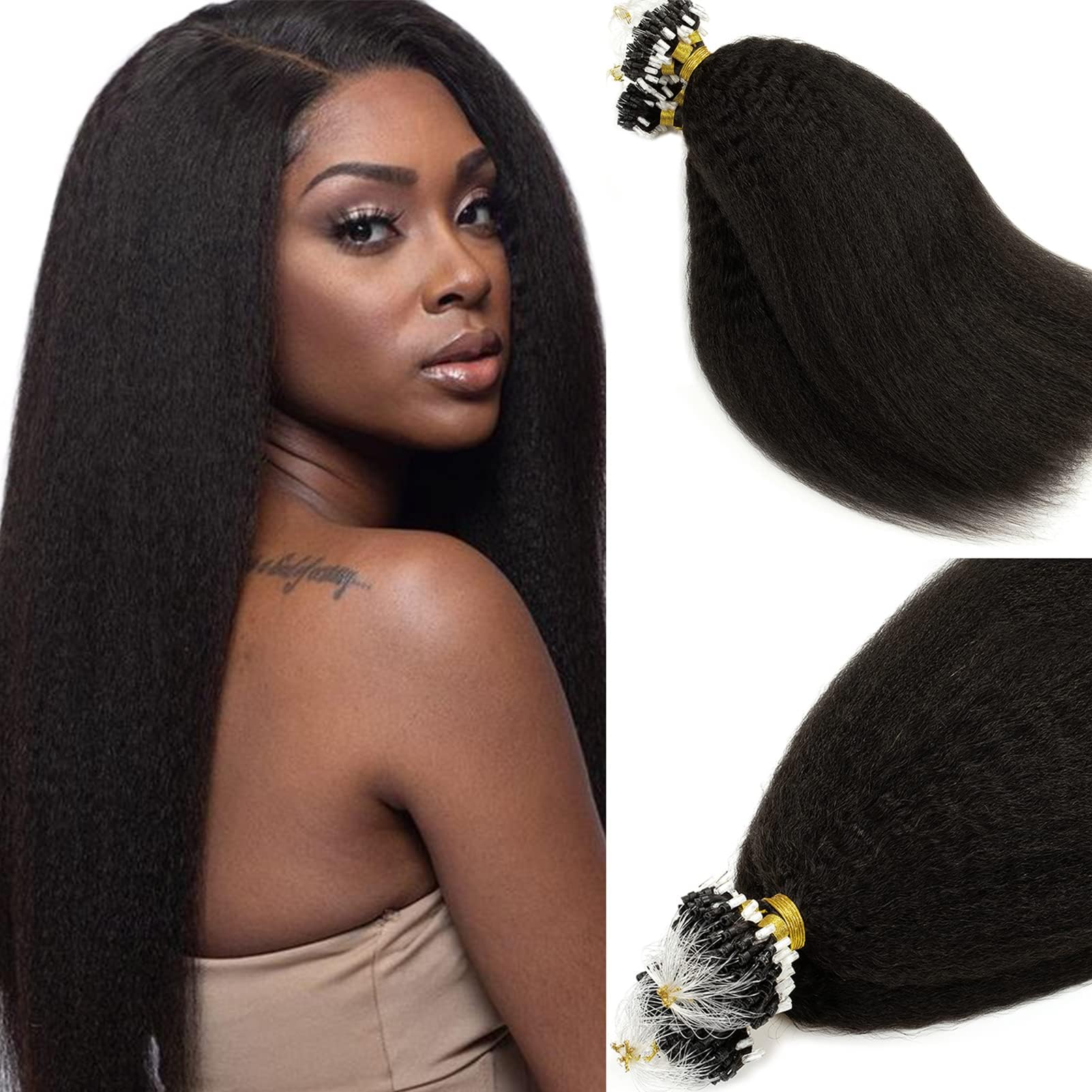 Amazon.com : Caliee Micro Loop Real Human Hair Extensions Kinky ...