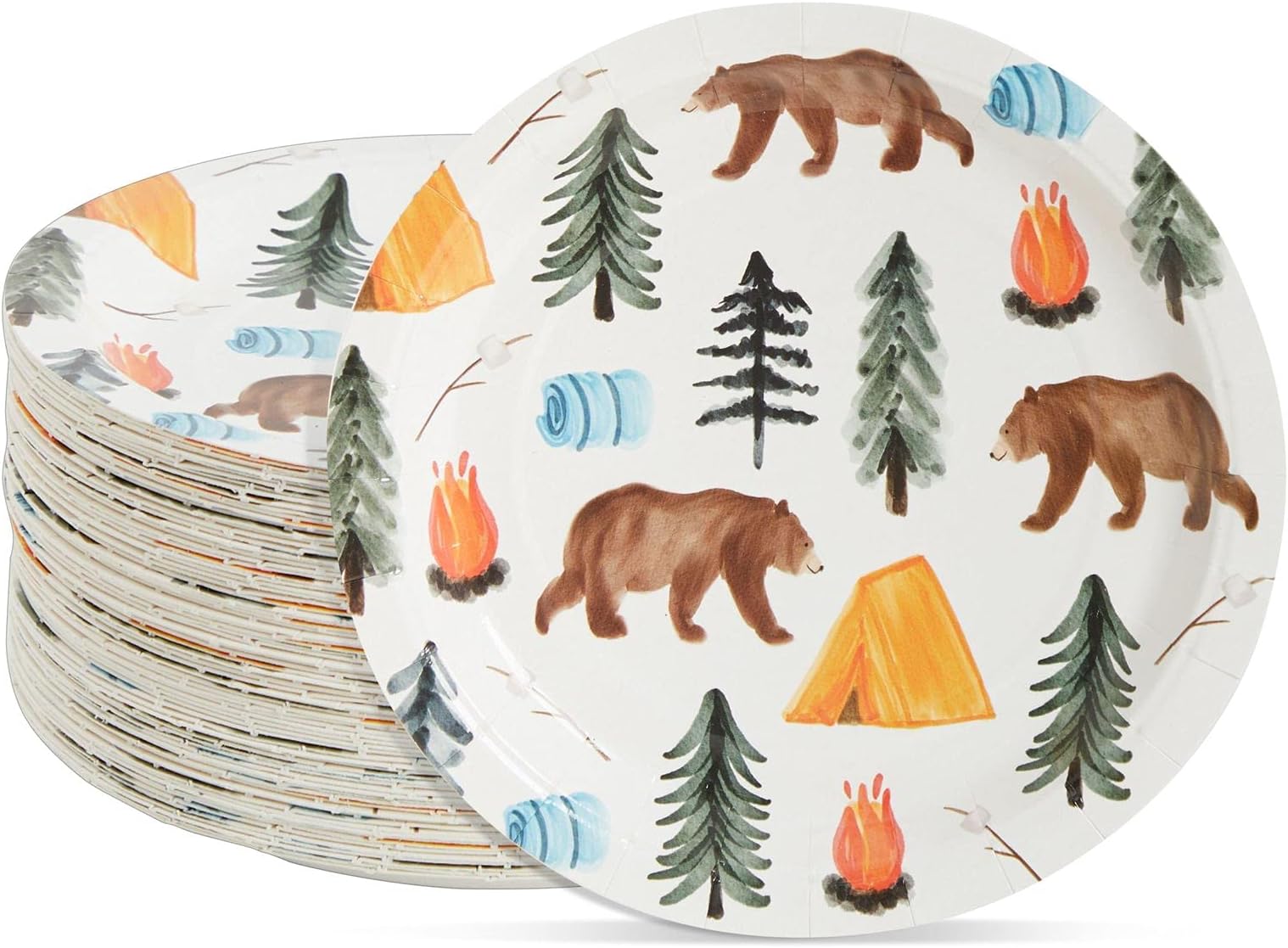 Amazon.com: BLUE PANDA Camping Plates for 1st Birthday Party ...