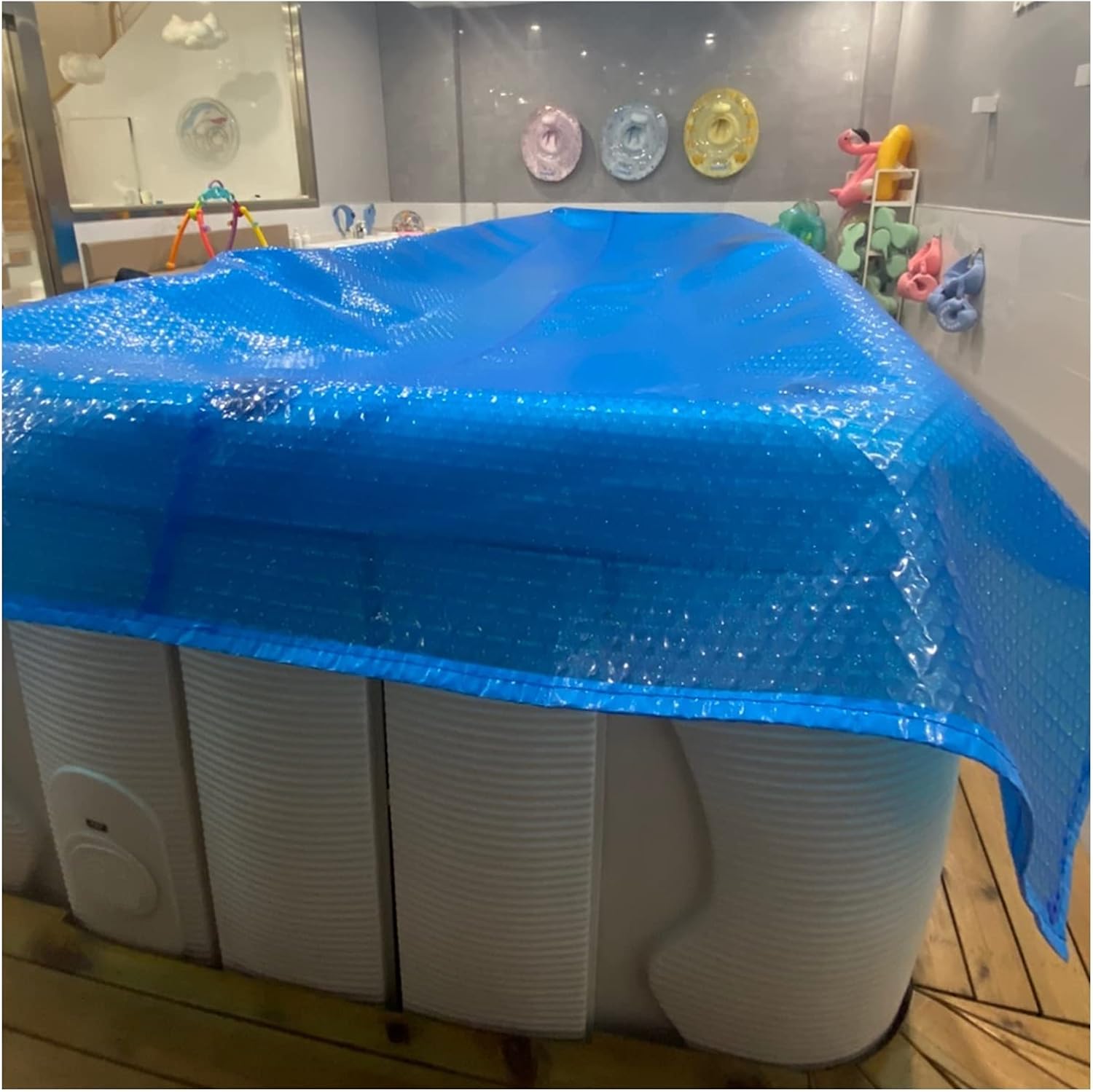 Spa and Hot Tub Solar Blanket Cover, Blue PE Summer Pool Cover for In ...