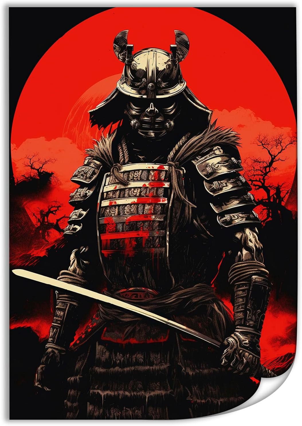 Amazon.com: Retro Anime Japanese Samurai Armor Poster Paintings Wall ...