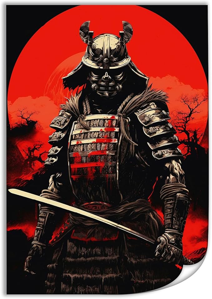 Amazon.com: Retro Anime Japanese Samurai Armor Poster Paintings Wall ...