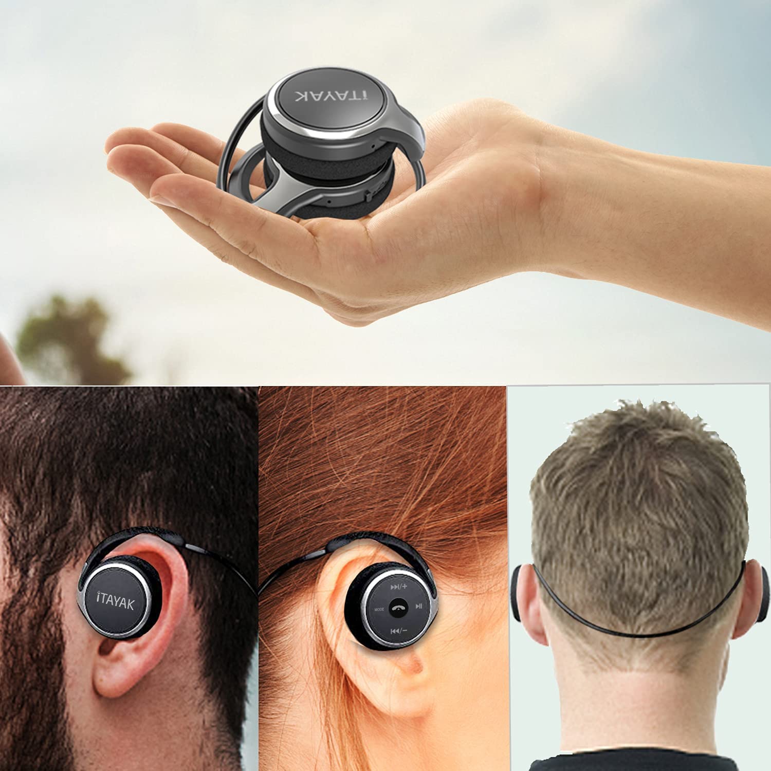 Snapklik.com : Behind The Head Headphones, Itayak Bluetooth 5.0 ...