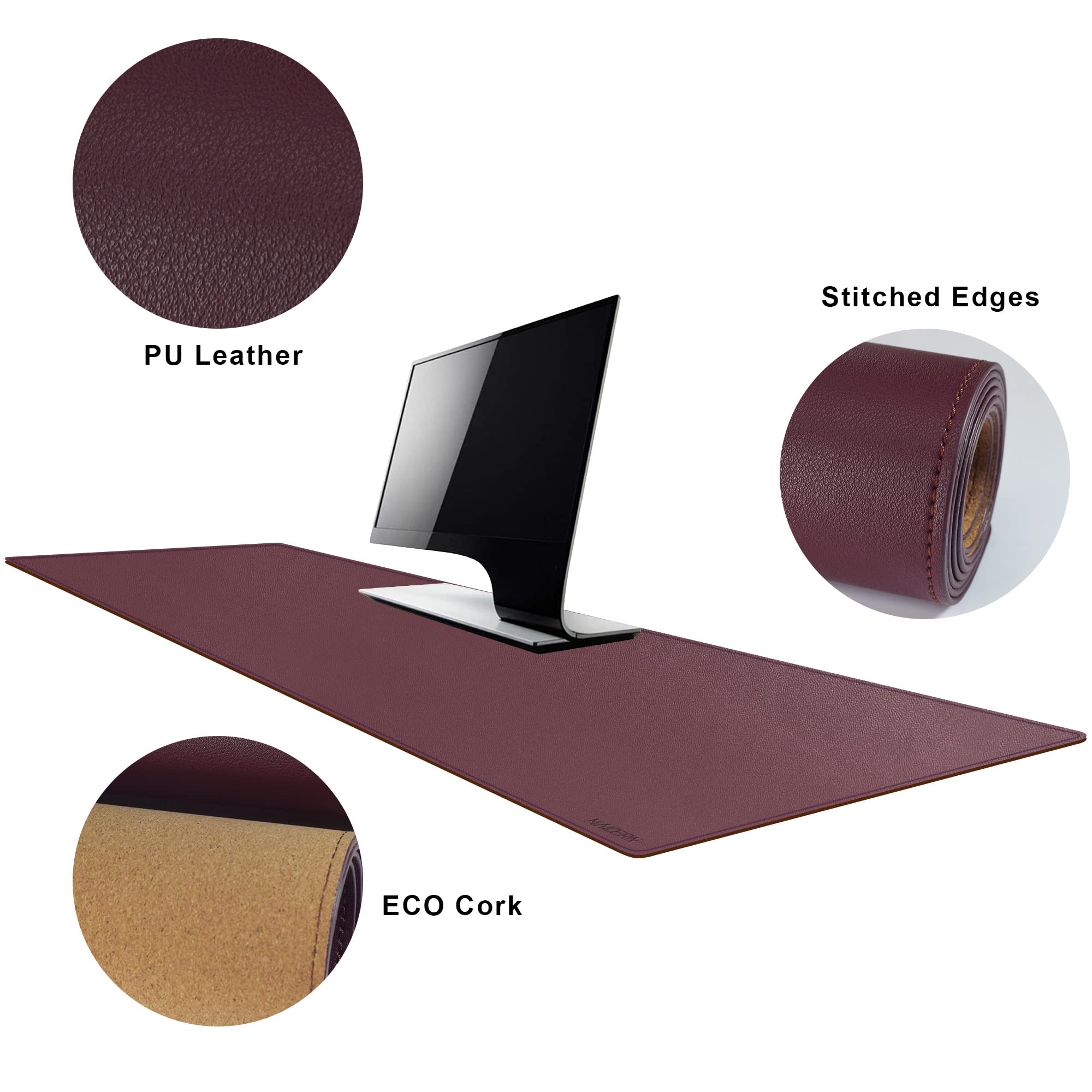 Snapklik.com : MAIDERN 55 X 15.7 Cork & Leather Desk Mat, XXL Dual ...