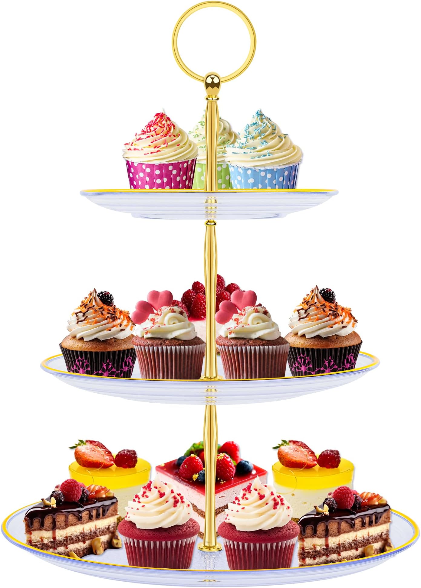 Amazon.com: PinCute Cupcake Stand Holder - 3 Tier Cup Cake Dessert ...
