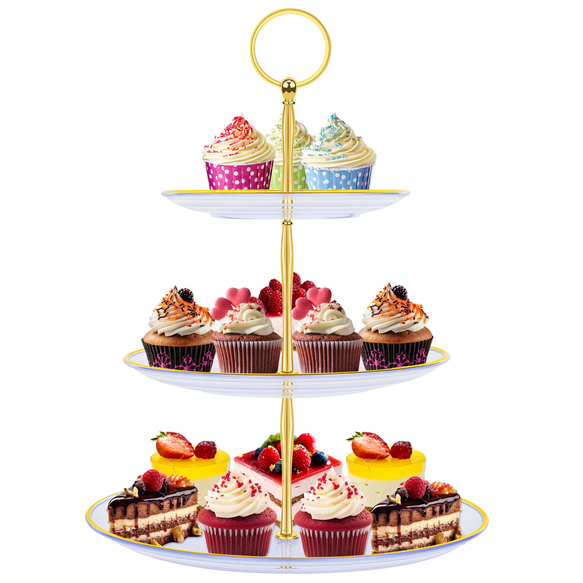 Amazon.com: PinCute Cupcake Stand Holder - 3 Tier Cup Cake Dessert ...