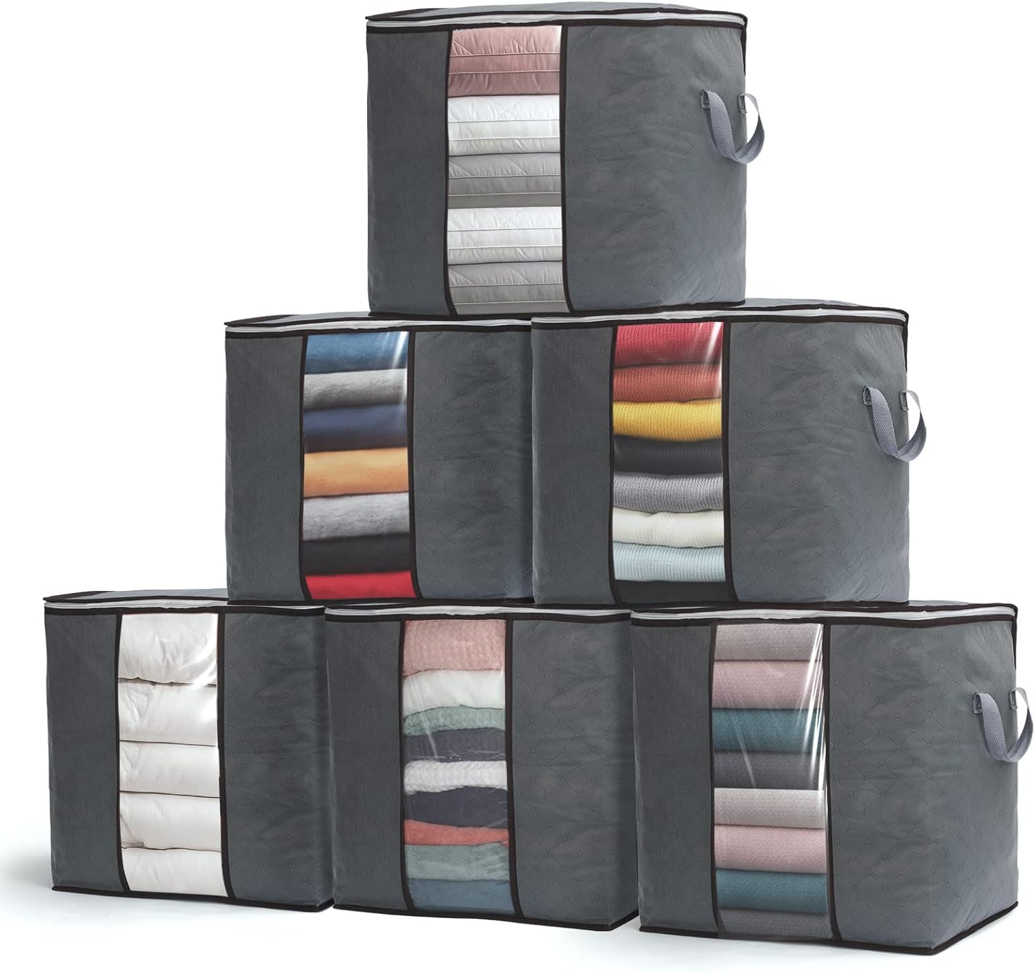 Amazon.com: 60L Large Capacity 6 Pack Clothes Storage Bag, Storage Bins ...