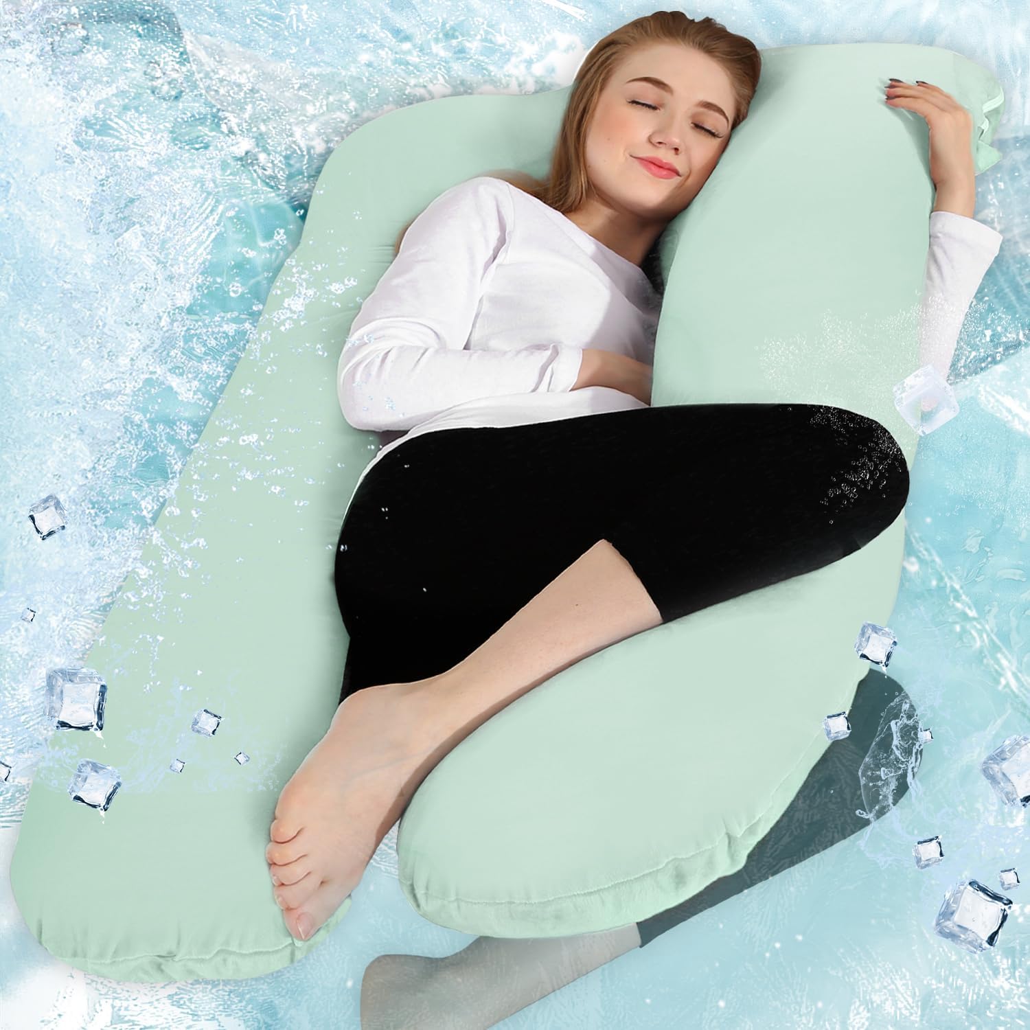 Chilling Home Cooling Jersey Cotton 59in Pregnancy Pillow for Sleeping ...