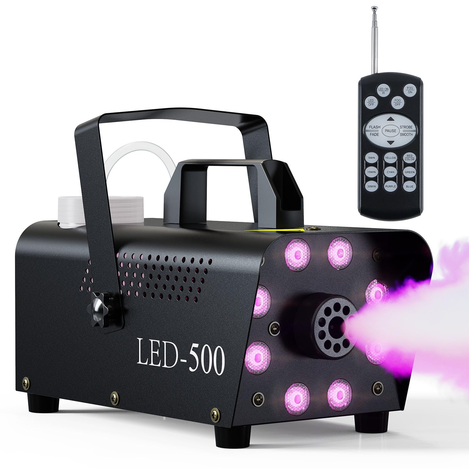 Nebelmaschine, 500W Rauchmaschinen mit kabelloser Fernbedienung UND LED Licht mit 13 Farben ...