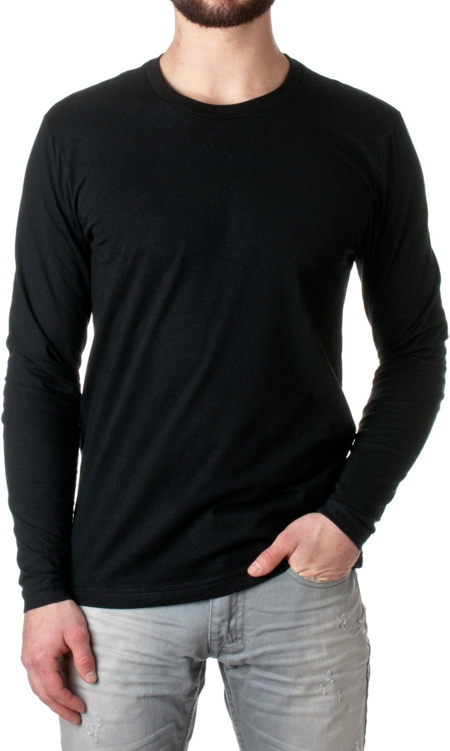 Next Level 3601 Men's Long Sleeve Crew - Black - Medium | Amazon.com