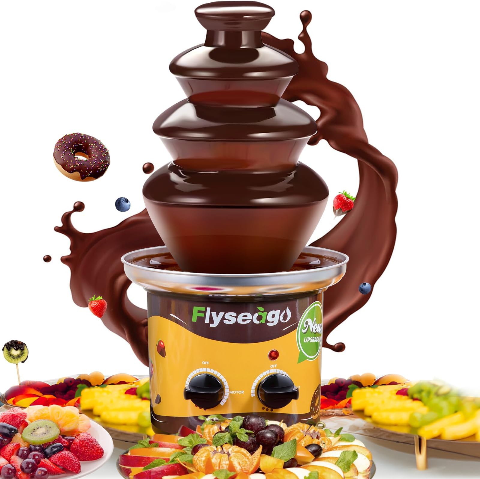 Amazon.com: 4 Tier Stainless Steel Electric Chocolate Fondue Fountain ...