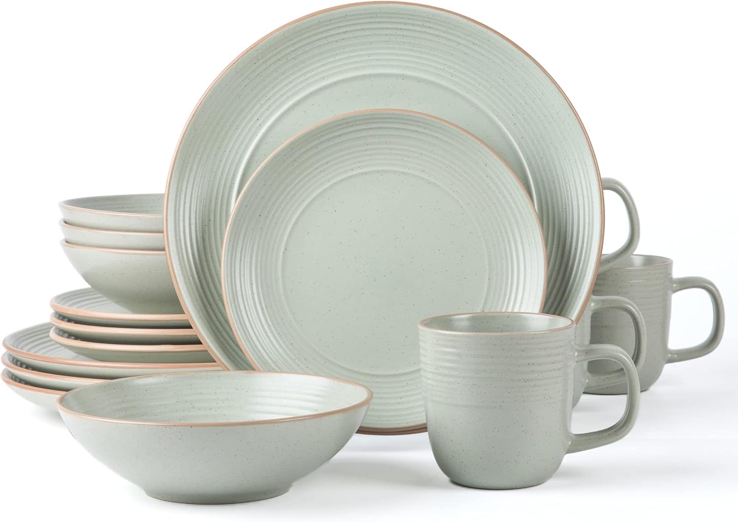 Amazon.com: Arora RINGAR Round Stoneware 16pc Dinnerware Set of 4 ...