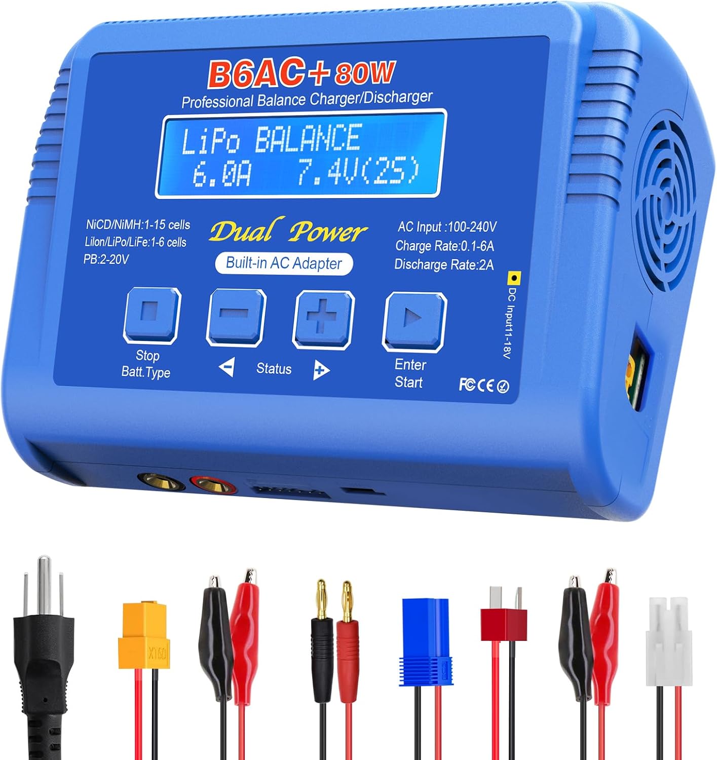 Amazon.com: B6AC Balance Battery Charger,B6 AC 80W Lipo Battery Balance ...