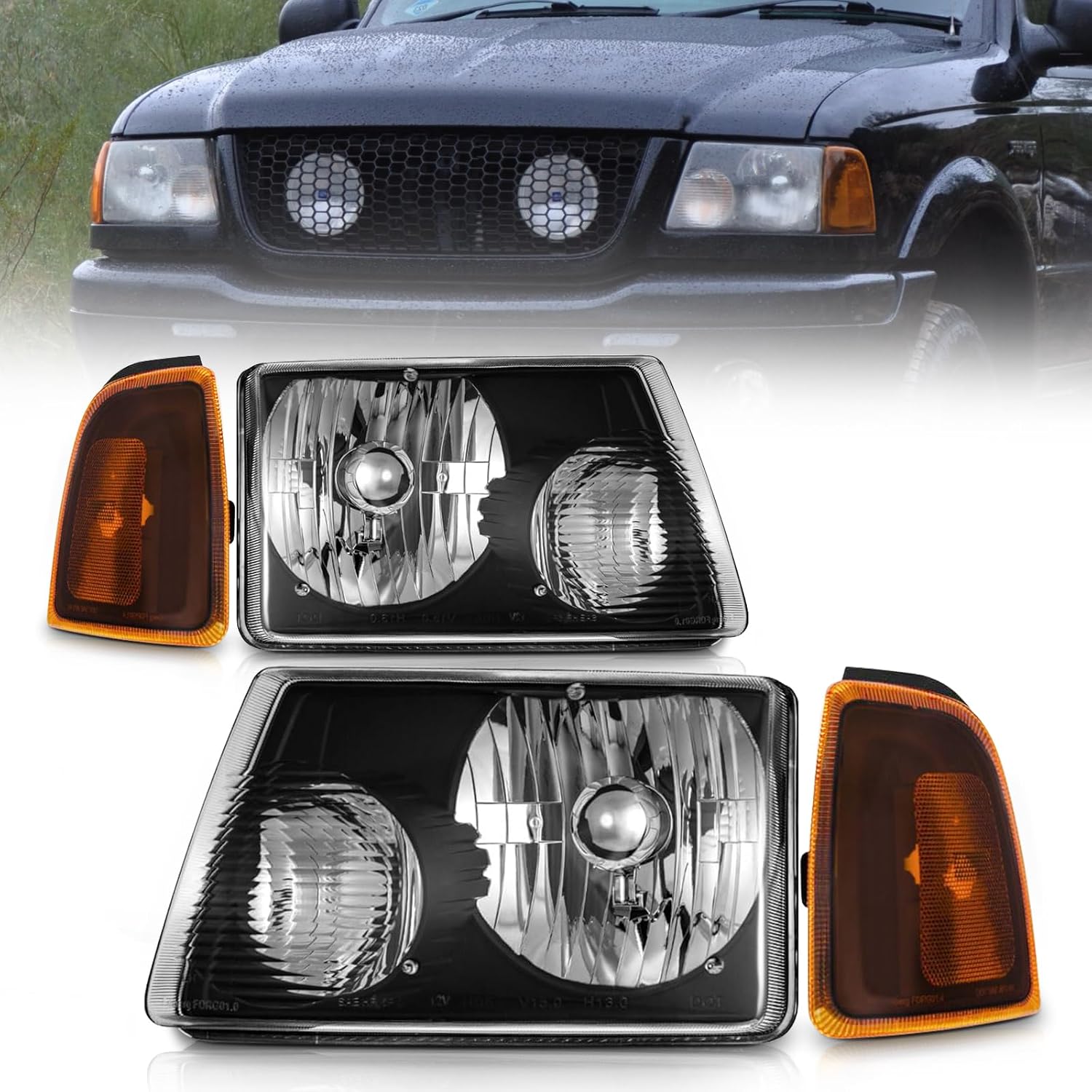 Amazon.com: ROADEAL for 2001-2011 Ford Ranger Headlight Assembly Clear ...