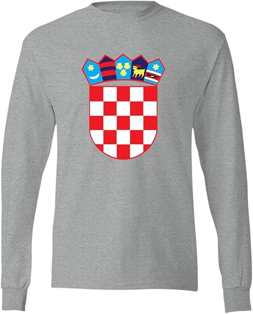 Croatia Checkerboard Coat Of Arms Crest Croatian Pride Mens Long Sleeve ...