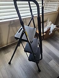 HBTower 3 Step Ladder with Handrails, Folding Step Stool Portable Steel ...