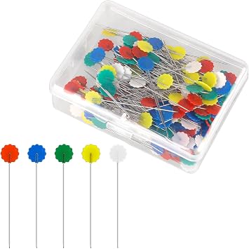 Amazon.com: 200pcs Flat Head Straight & Flower Head Pins - Sewing ...