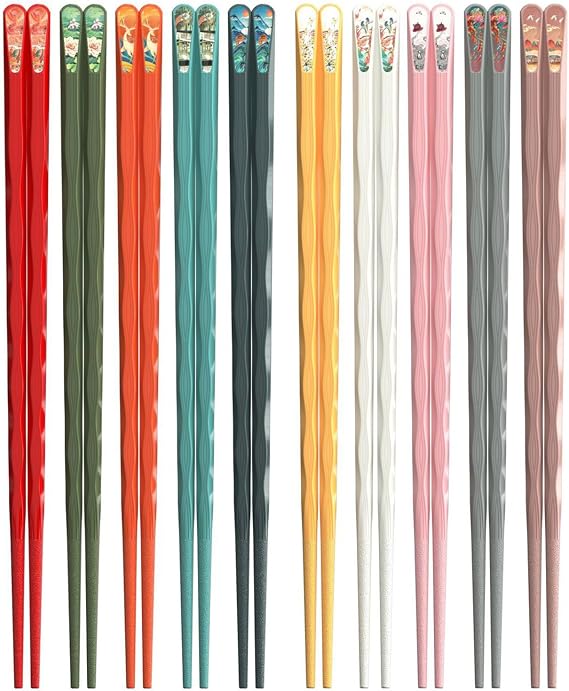 Amazon.com: 10 Pairs Reusable Chopsticks, 9.5-Inch Dishwasher Safe ...