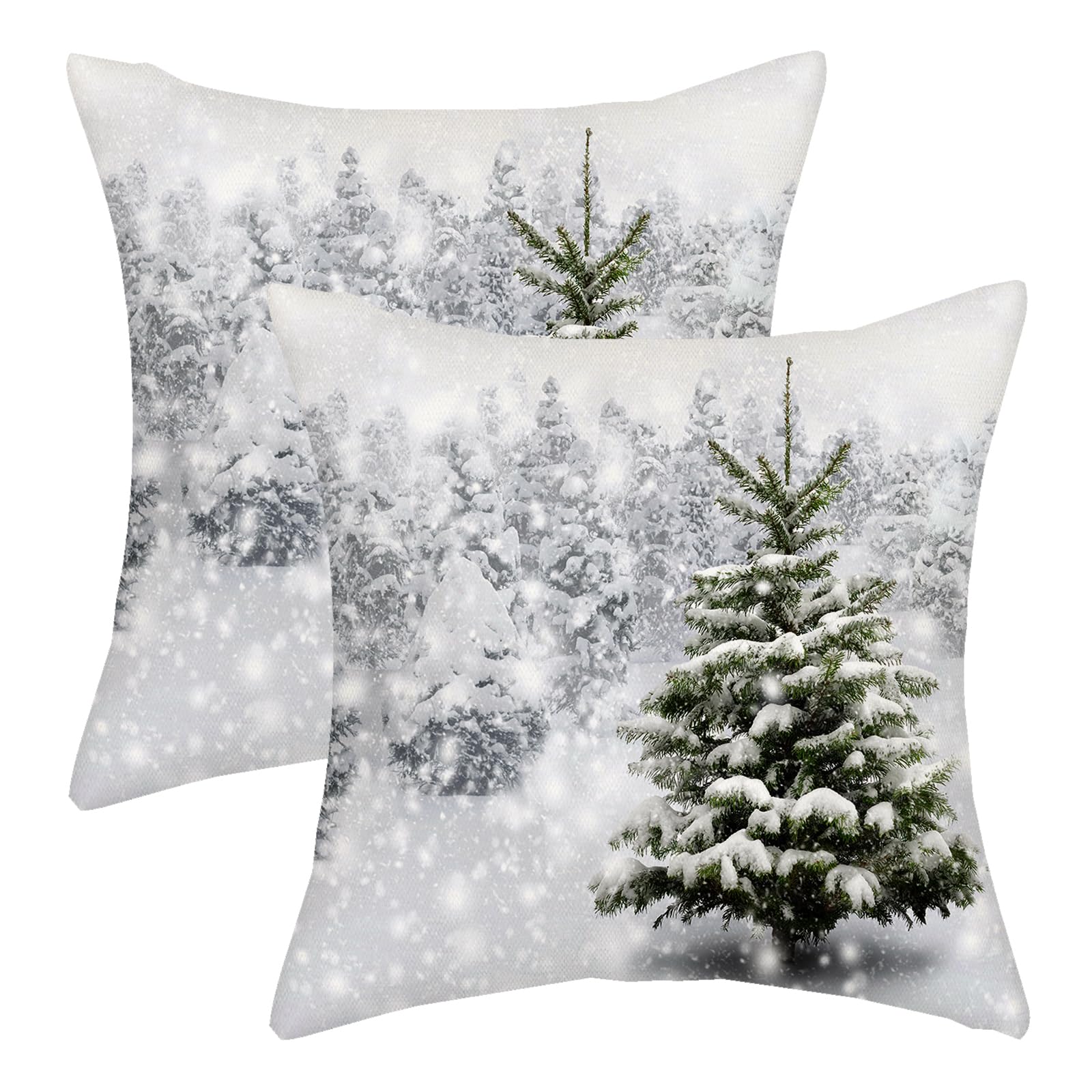Amazon.com: AGAYNA Winter Pillow Covers 20x20 White Snowflake Tree ...