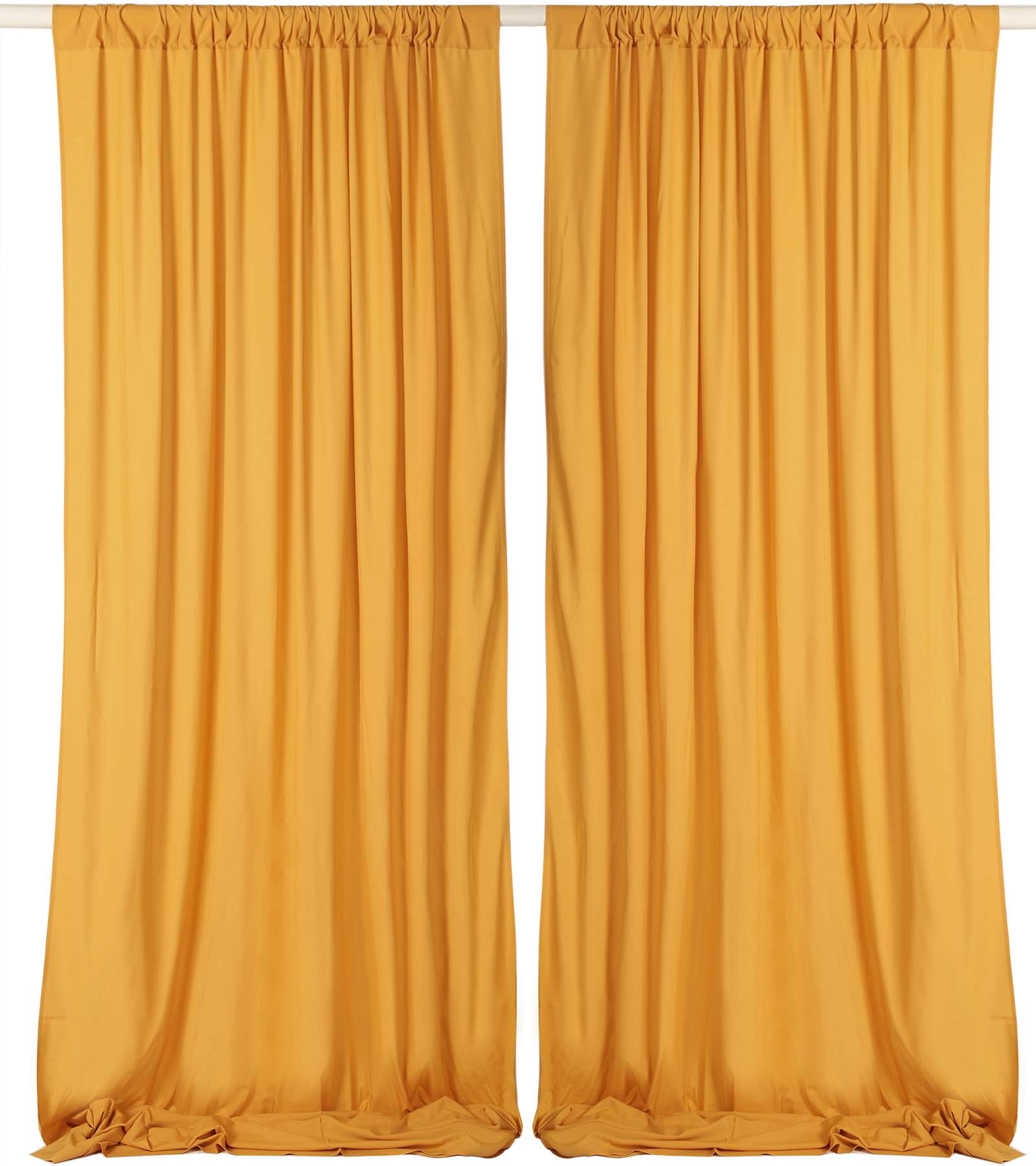 Amazon.com: SHERWAY 9.6 Feet x 10 Feet Mustard Gold Silky Soft Curtain ...
