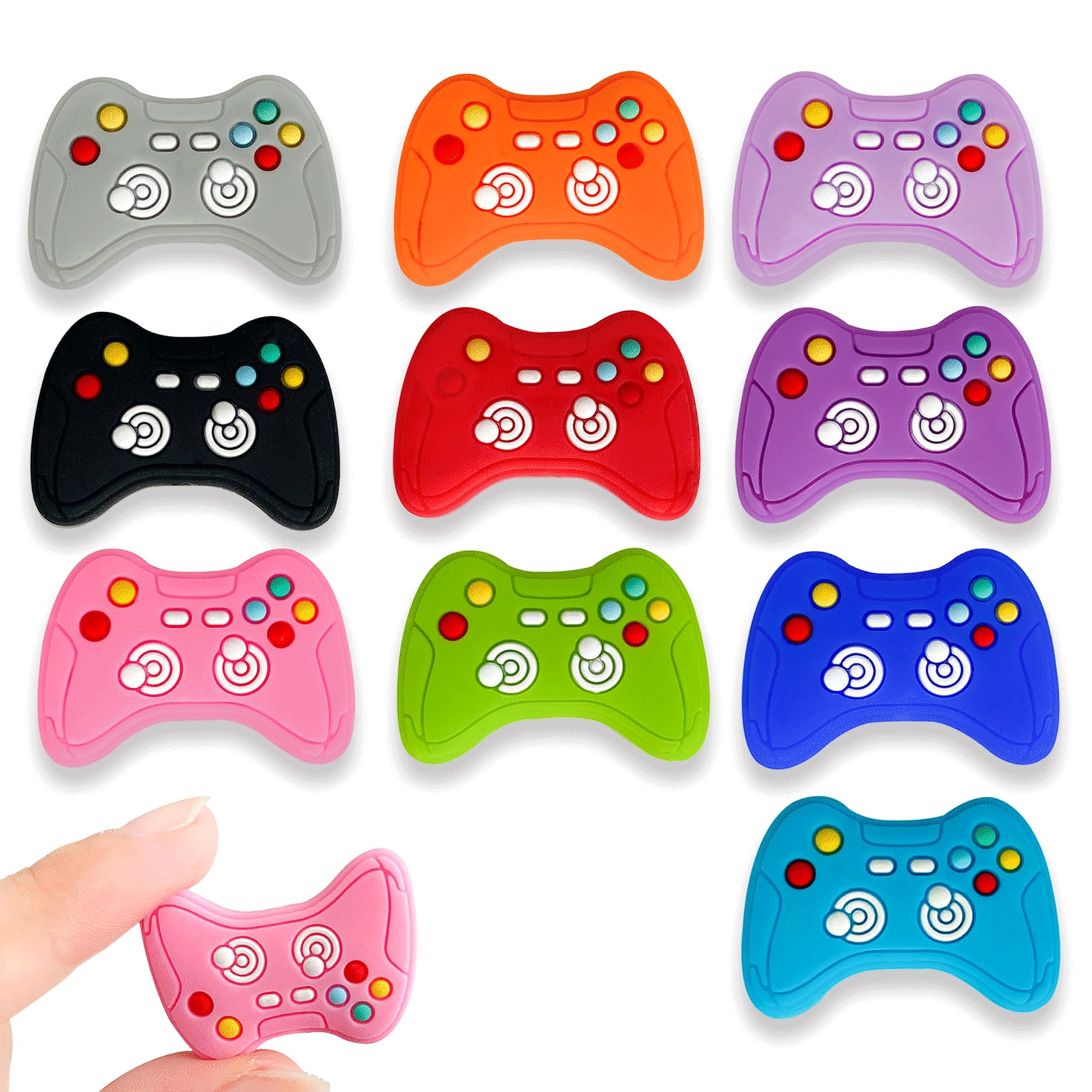 Amazon.com: 10PCS Game Controller Silicone Beads, Funny Gamepad Shape ...