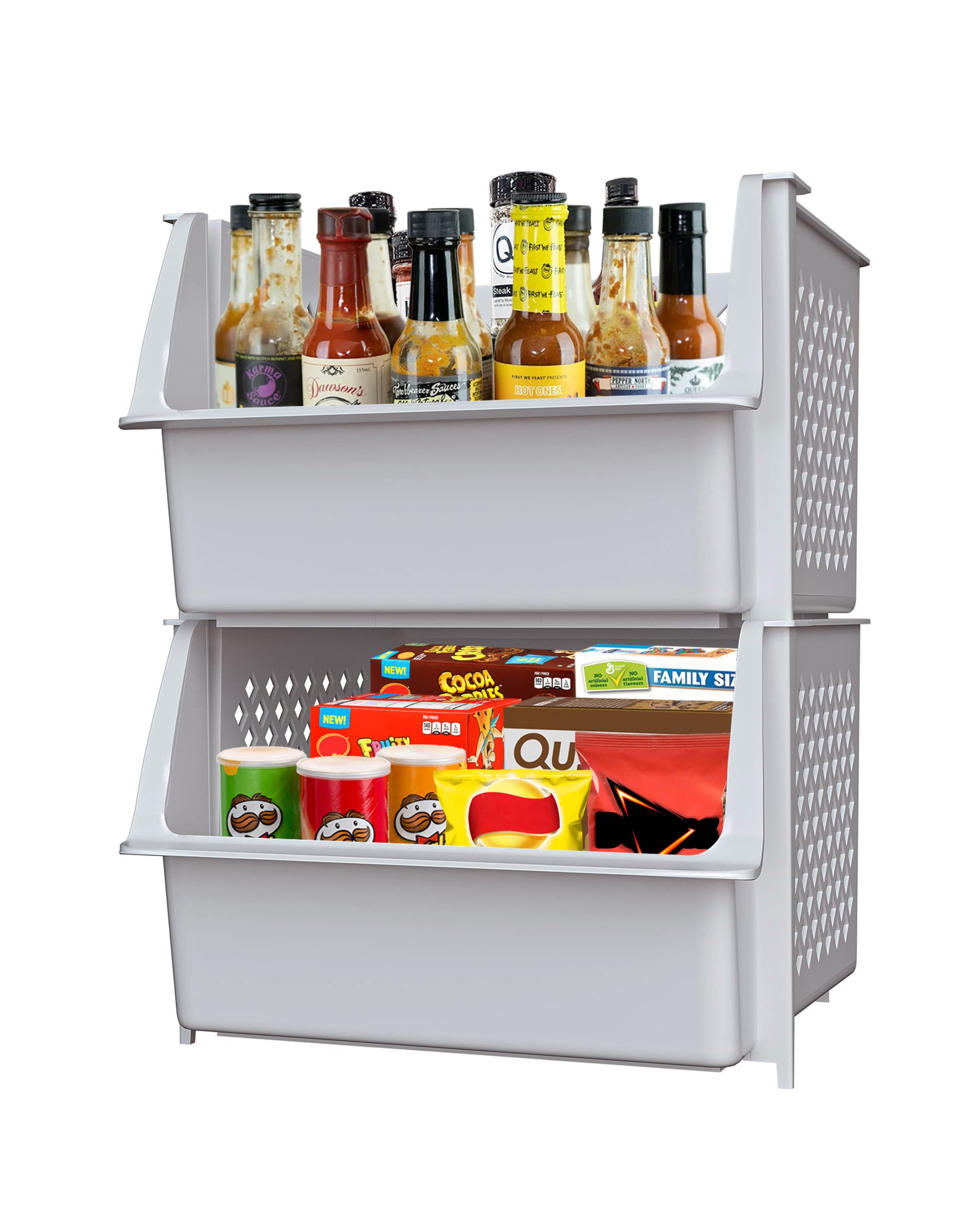 Snapklik.com : Skywin Plastic Stackable Storage Bins For Pantry - 2 ...