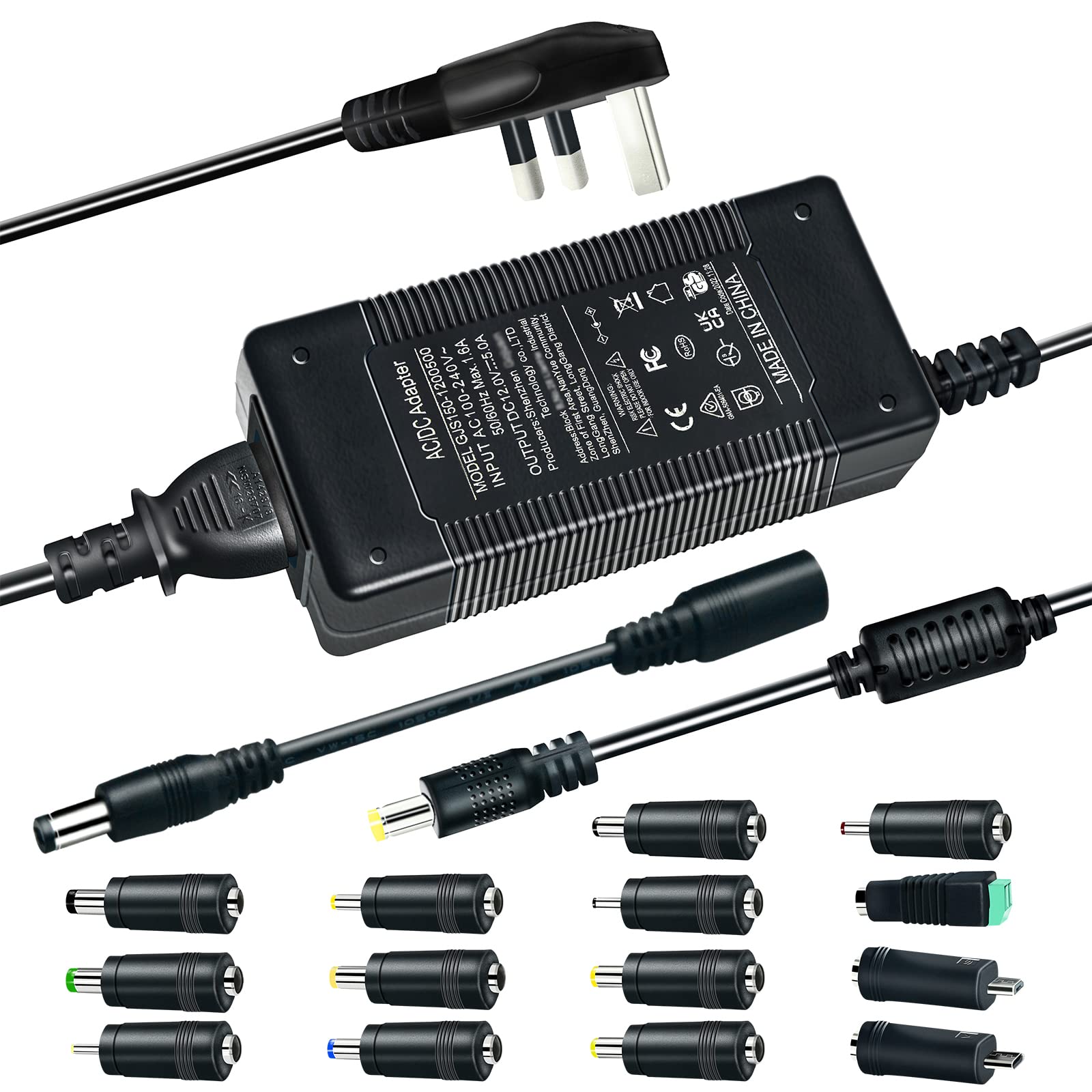 12V 5A 60W Power Supply Adapter, AC100-240V to DC12V 60W Converter ...