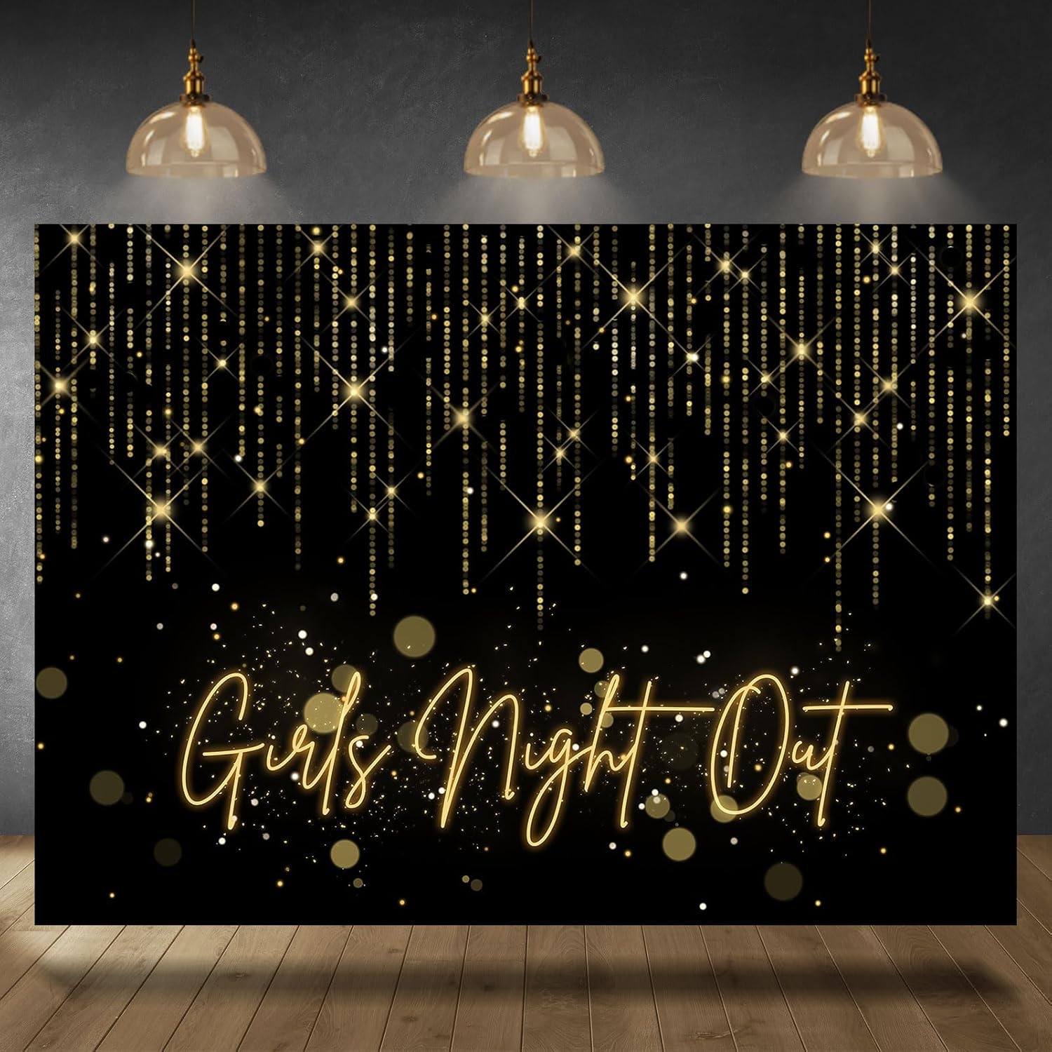 Amazon.com : Rsuuinu Girls Night Out Backdrop Black and Gold Bokeh ...