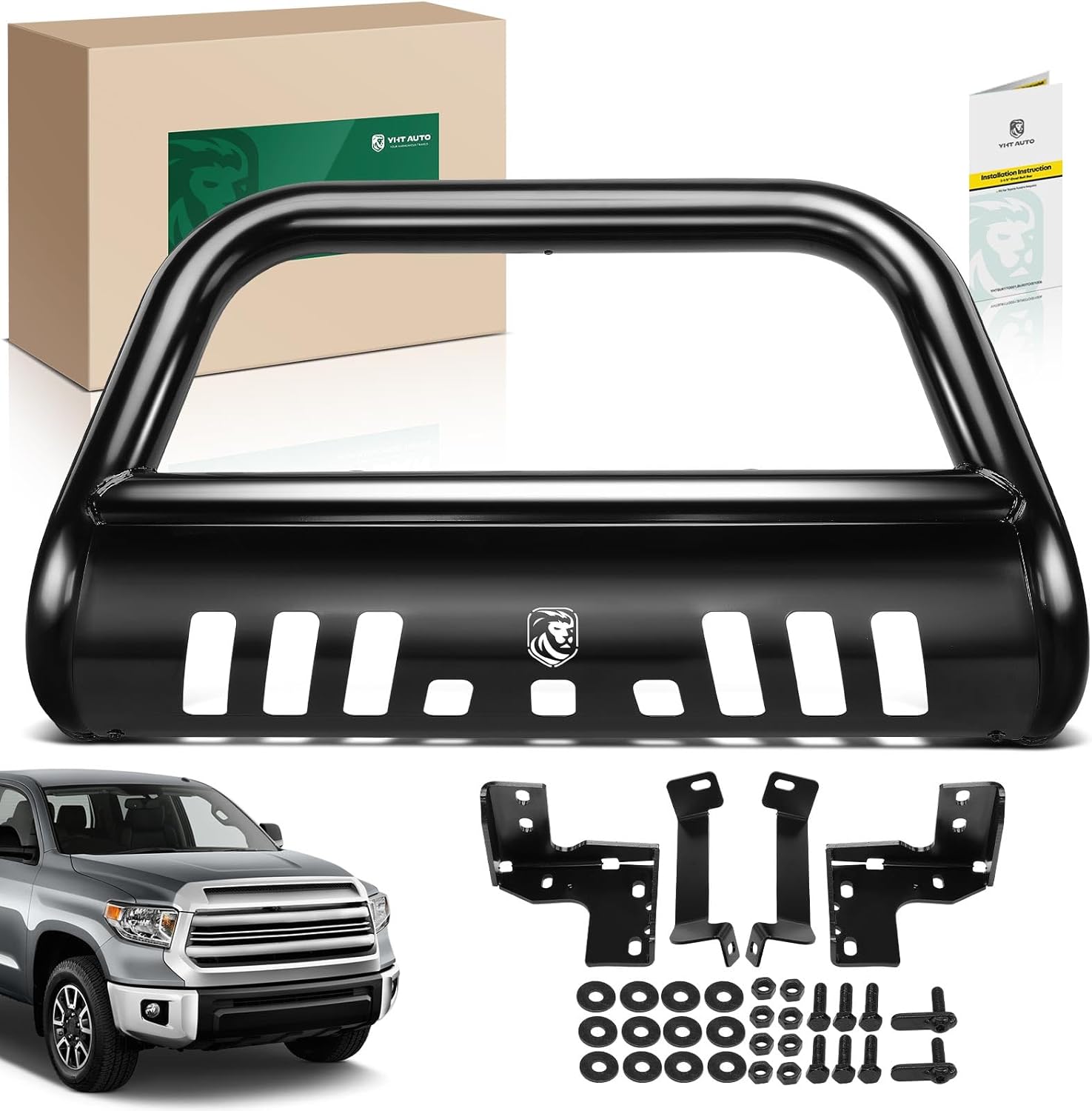 YHTAUTO 3" Bull Bar Push Bar with Skid Plate Compatible with Toyota ...