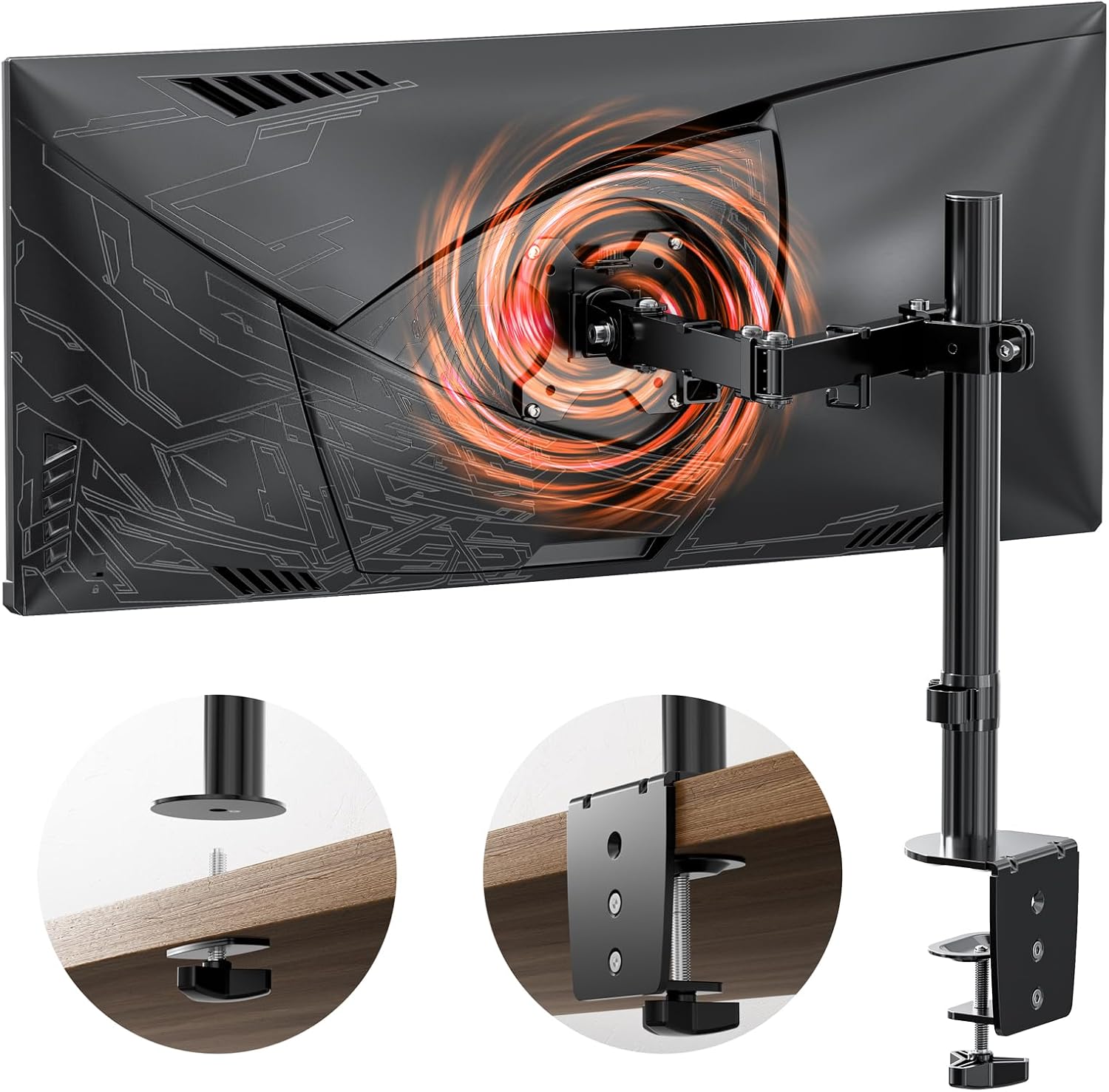 HEYMIX LIFE Single Monitor Arm -Single Monitor Stand With Extention Arm ...