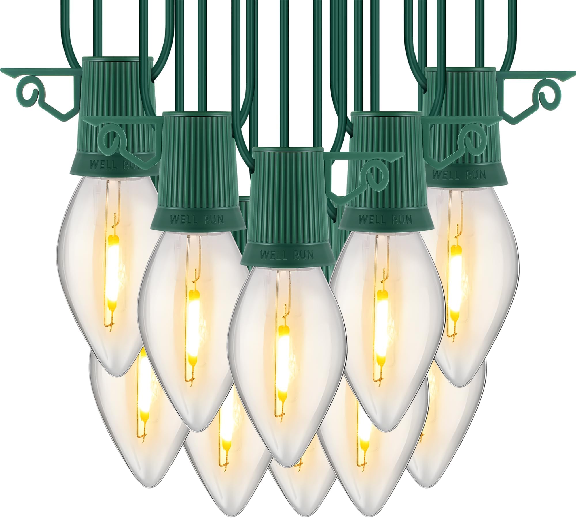 Hohean 50 FT C9 LED Christmas Lights Outdoor with Clips, Large Bulb ...