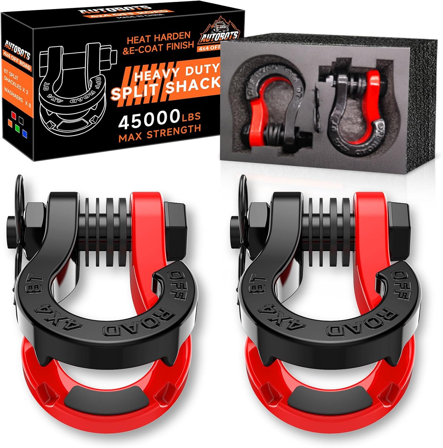 Amazon.com: AUTOBOTS Tigertooth Split D Ring Shackles 45,000lb Break ...