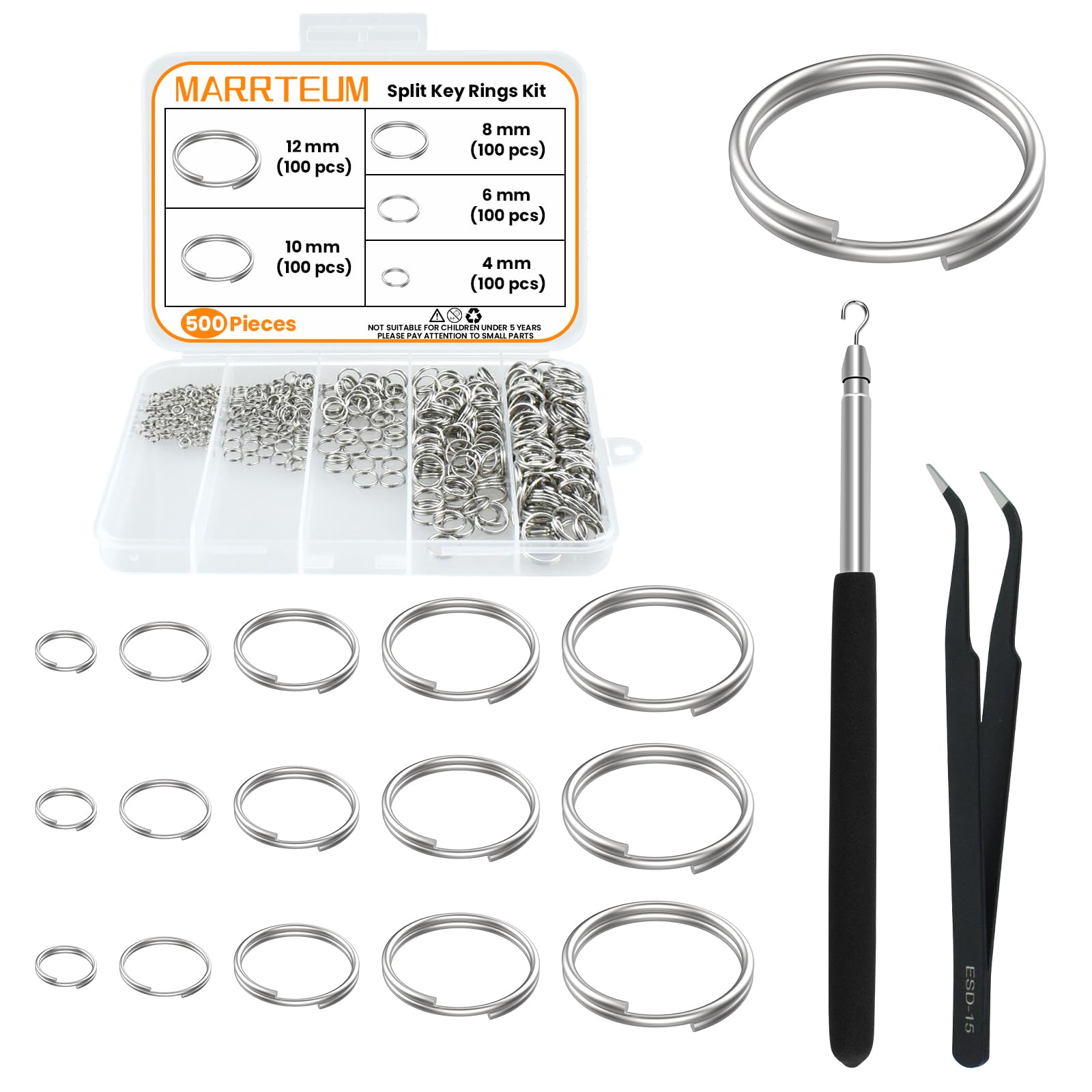 Amazon.com: 500 Pcs Double Open Jump Rings Kit, Stainless Steel Mini ...