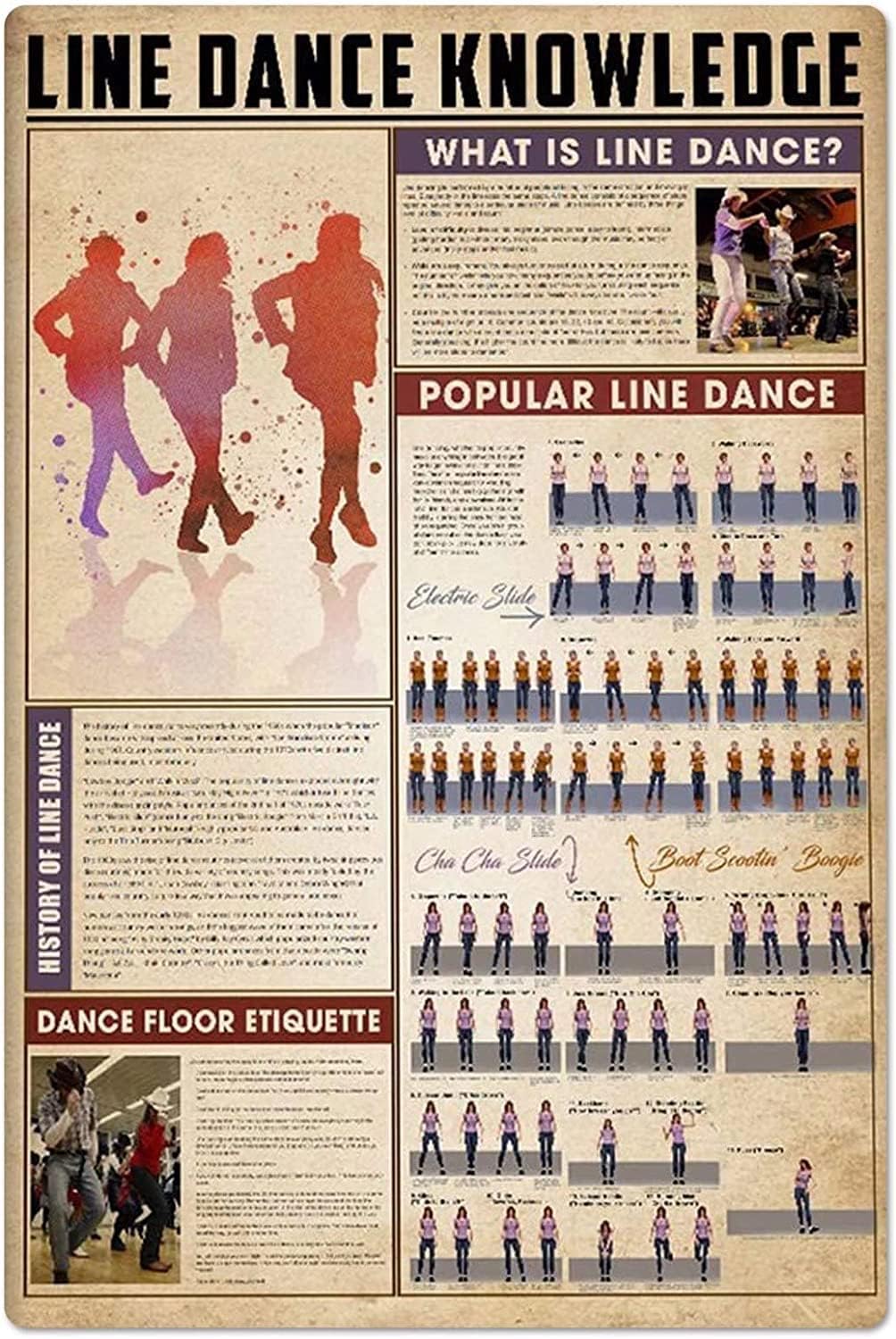 Amazon.com: Line Dance Knowledge Metal Signs Line Dance Science Guide ...