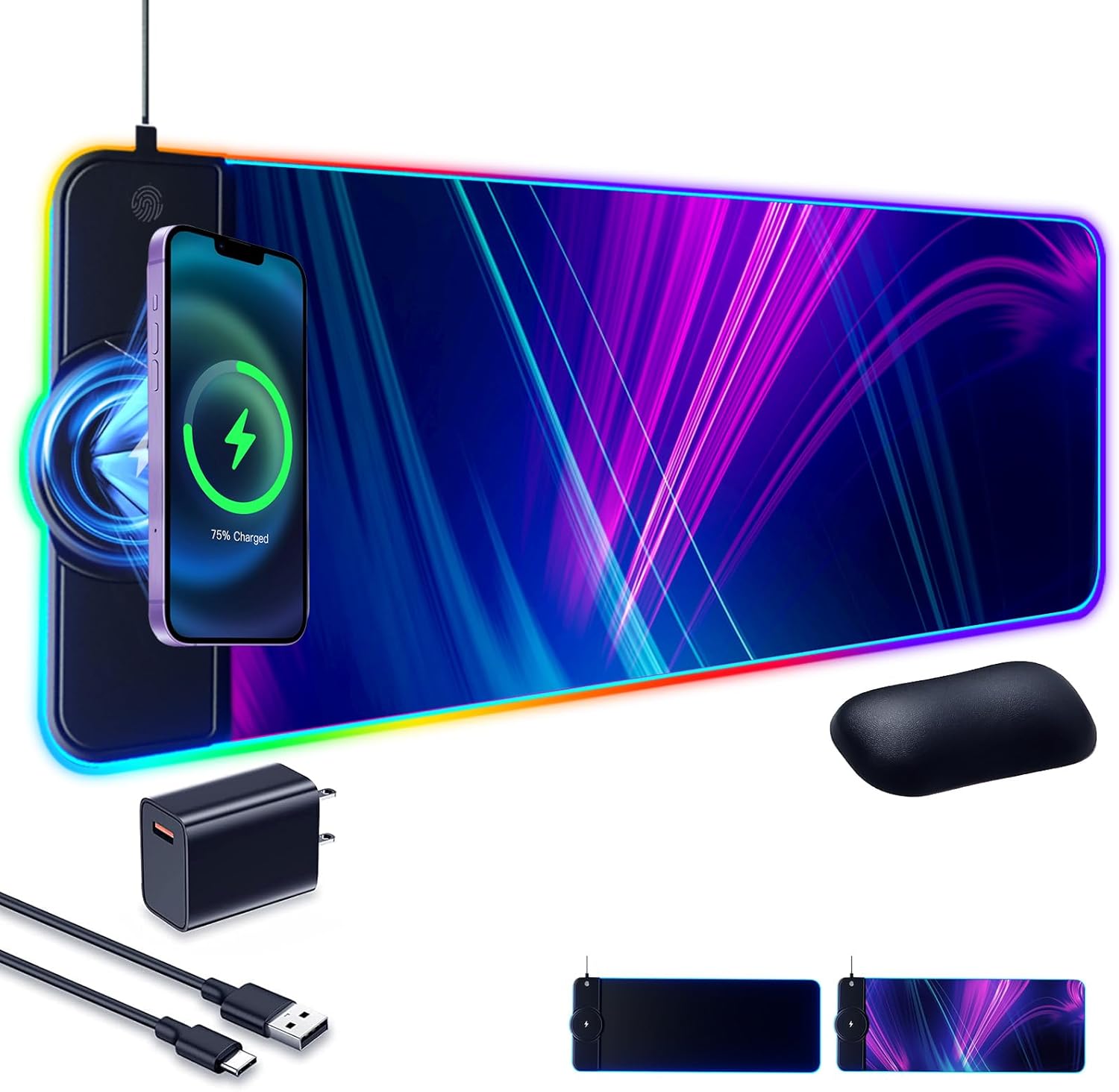 Amazon.com: WQBZSYY Gaming Mouse Pad 15W Wireless Charging RGB,LED ...