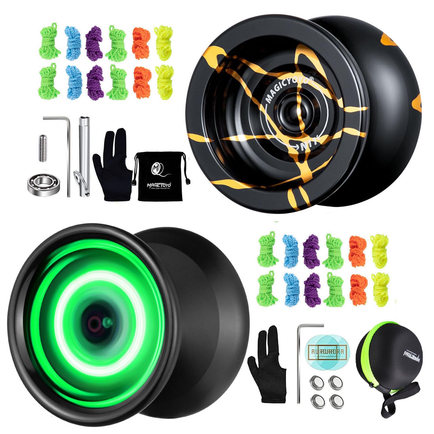 Amazon.com: Pack of 2 Yoyos- MAGICYOYO N11 Black with Golden Dual ...