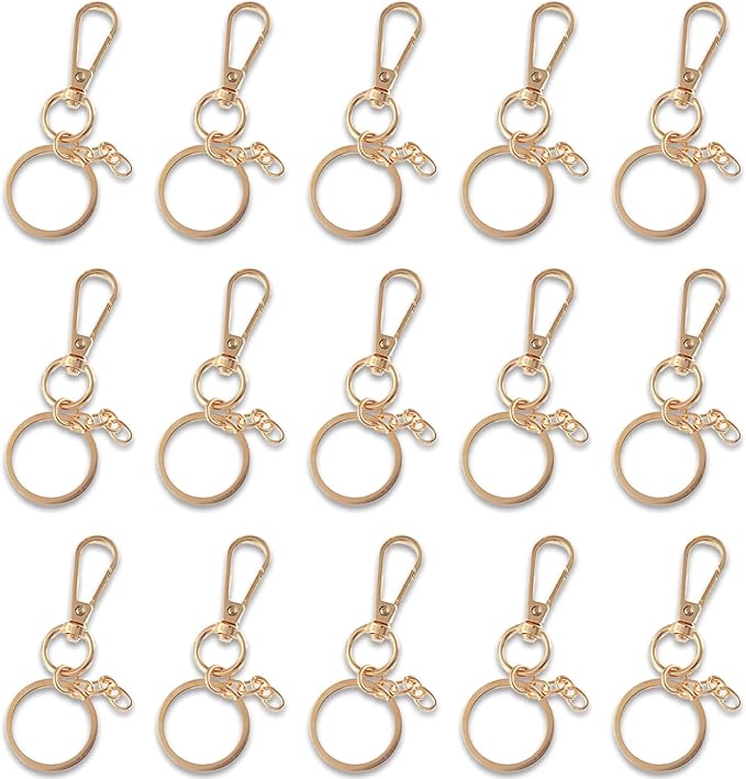 Amazon.co.jp: [ファイニエ] キーホルダー 金具 ゴールド KC金 20個 ナスカン 大きめ 平キーリング 丸カン チェーン付き ...