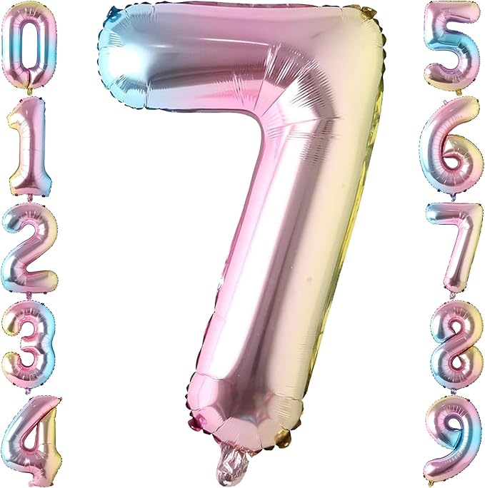 Amazon.com: 7 Number Balloon Rainbow 40 inch Big Foil Mylar 7th ...