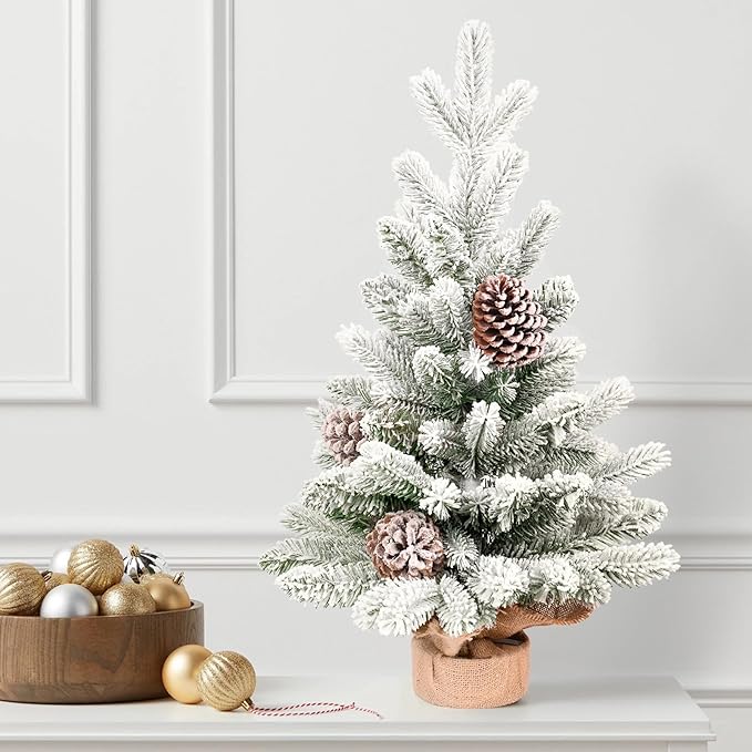 Amazon.com: 2 FT Artificial Mini Small Christmas Tree with 123 PE&PVC Mixed Branch Tips,Unlit ...