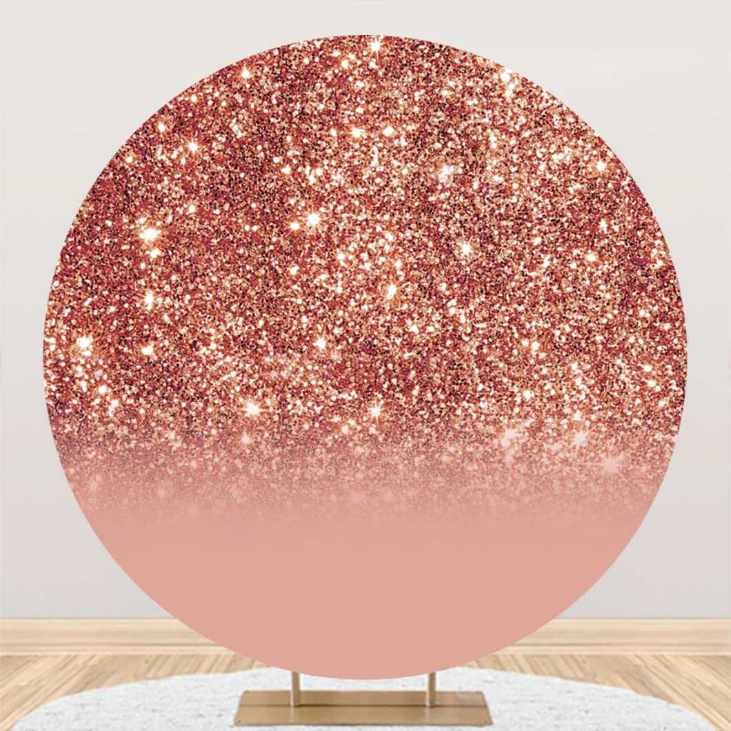 Amazon.com : Rose Gold Glitter Round Backdrop for Birthday Shimmer ...