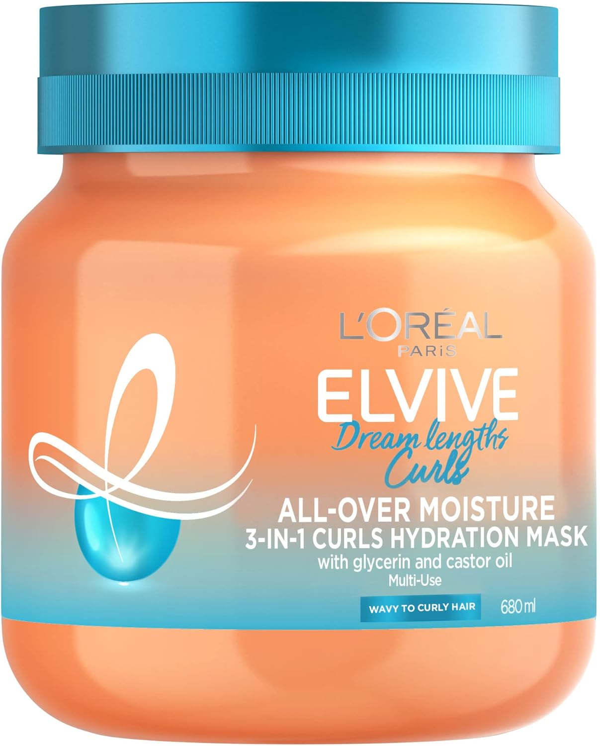 L’Oreal Elvive Dream Lengths 3-in-1 Curls Hydration Mask, for wavy to ...