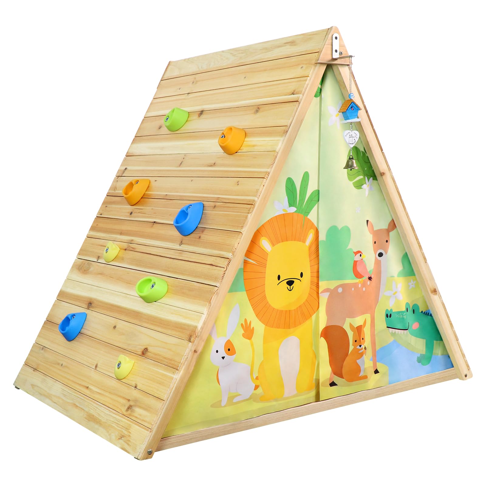 Kids Triangle Climber with Tent, 2 in 1 Foldable Hideaway Play Tent ...