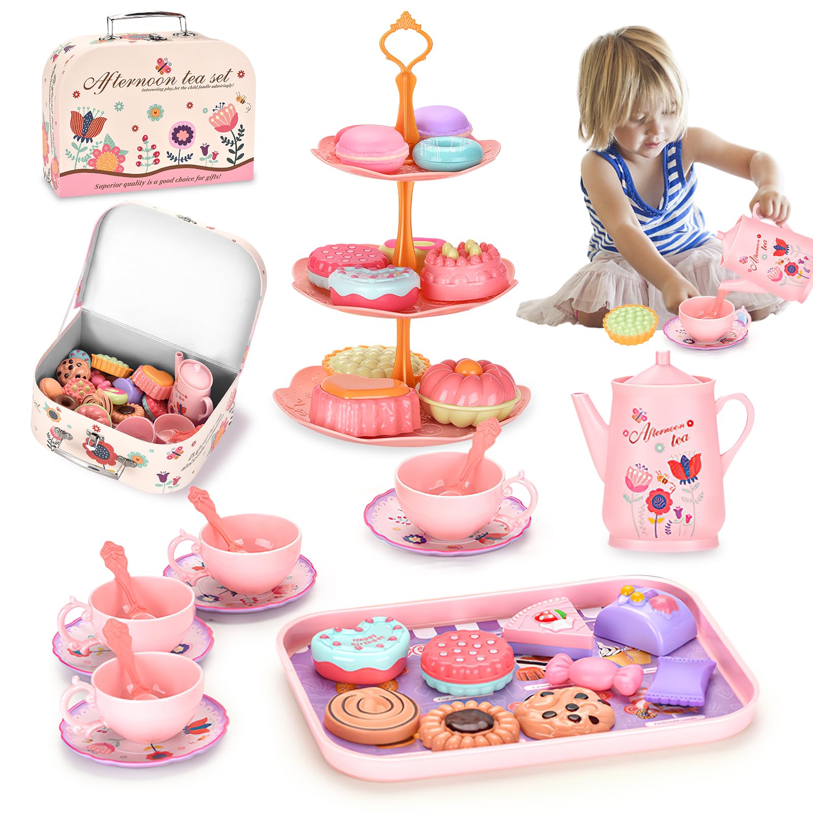 1 X Brand New Tea Set For Toddlers Afternoon Tea Time With Teapot Tea 1-x-brand-new-tea-set-for-toddlers-afternoon-tea-time-with-teapot-tea