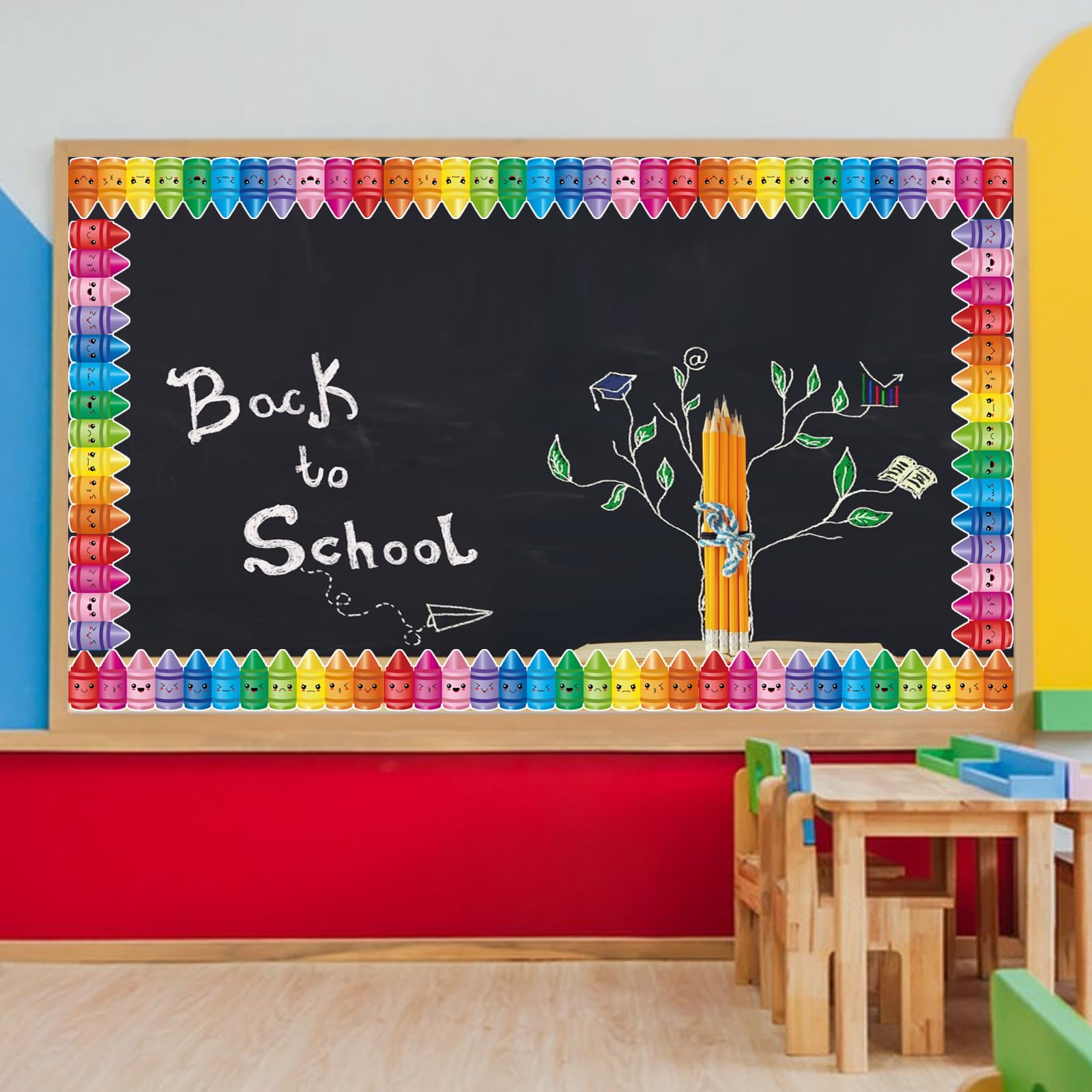 Snapklik.com : 36 Feet Bulletin Board Borders, Colorful Crayon Border ...