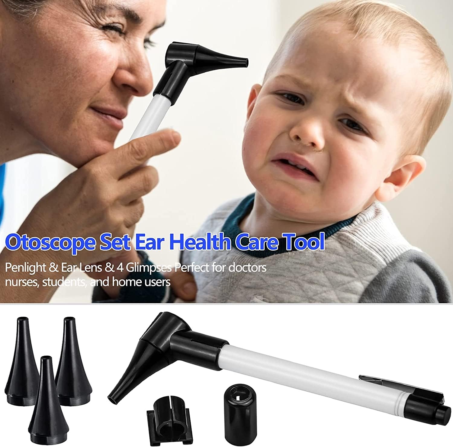 Ear Light Otoscope, Portable HD Ear Microscope, Diagnostic Penlight ...