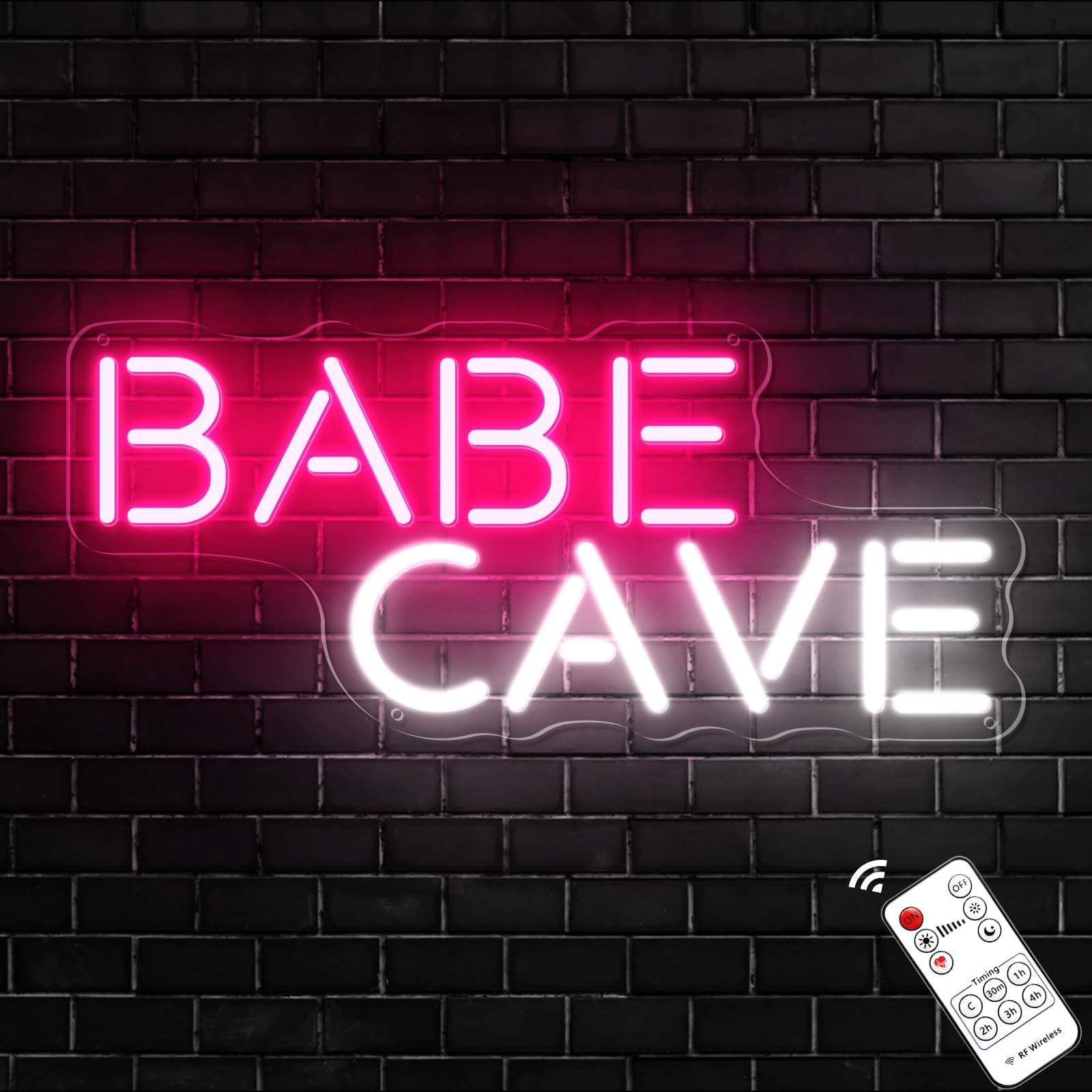Babe Cave Neon Sign for Wall, Remote Dimmer Pink Cute Babe Cave Led ...