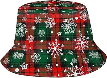Merry Christmas Bucket Hat Funny Snowflake Pattern Print Hat Travel ...