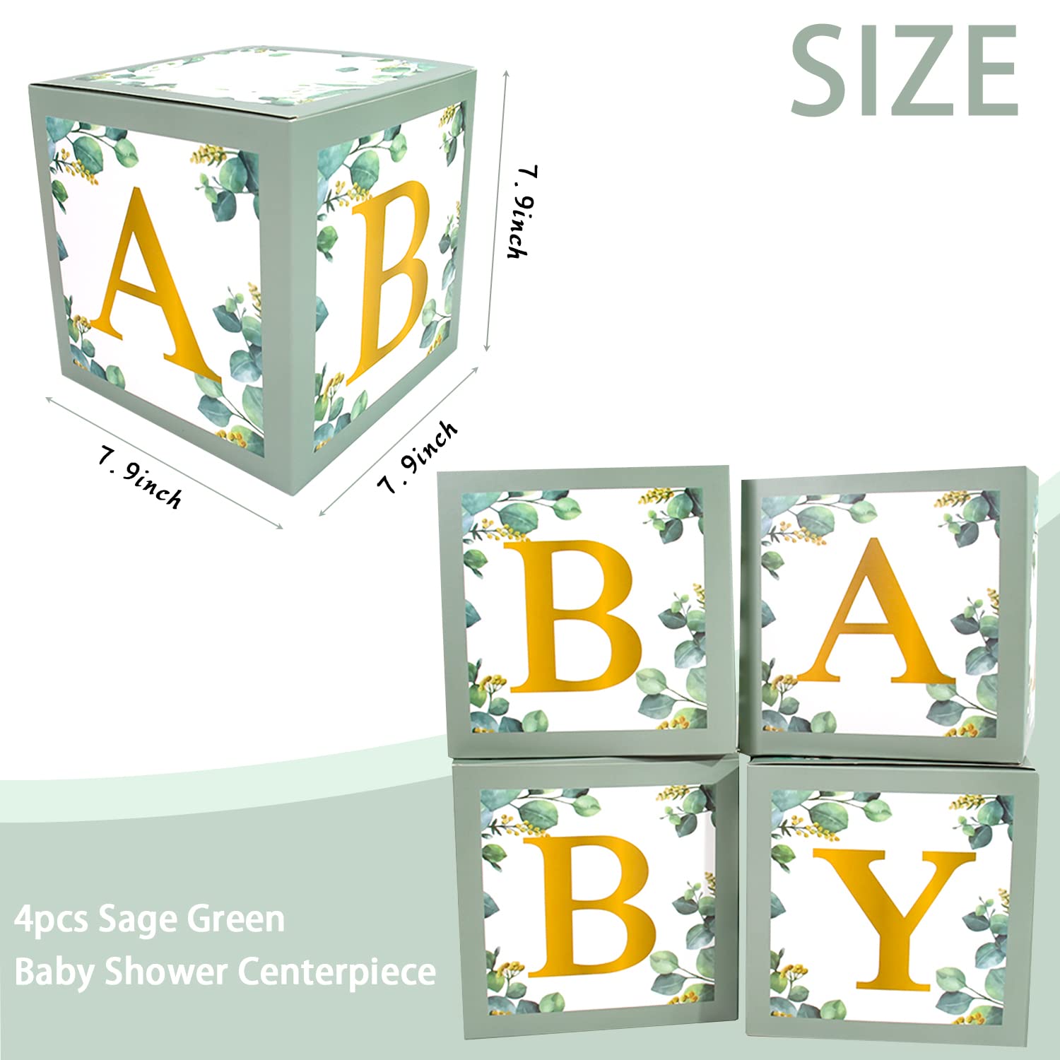 Snapklik.com : Baby Shower Centerpiece Baby Blocks Decoration -4 Sage ...