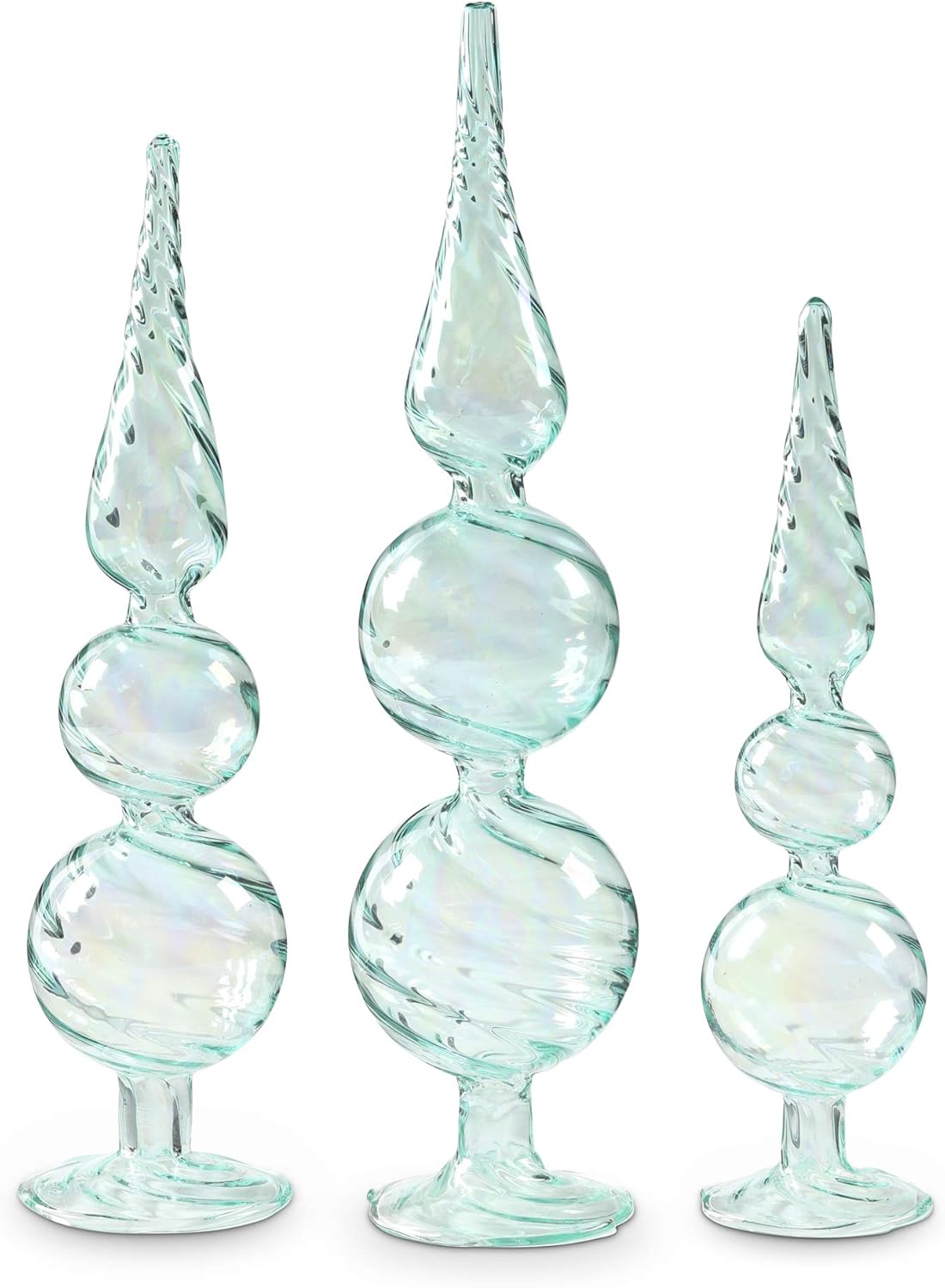 Amazon.com: K&K Interiors 53302A-BL Set of 3 Blue Glass Finials with ...